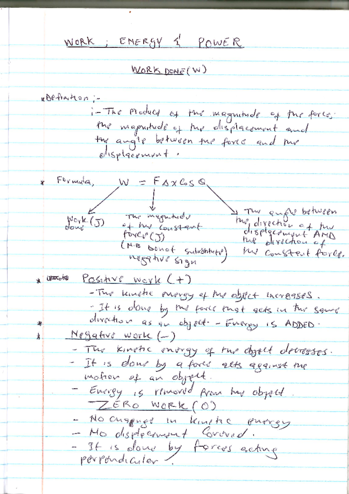 WORK, ENERGY, and POWER: Key Concepts and Examples (PHYS 101) - Studocu