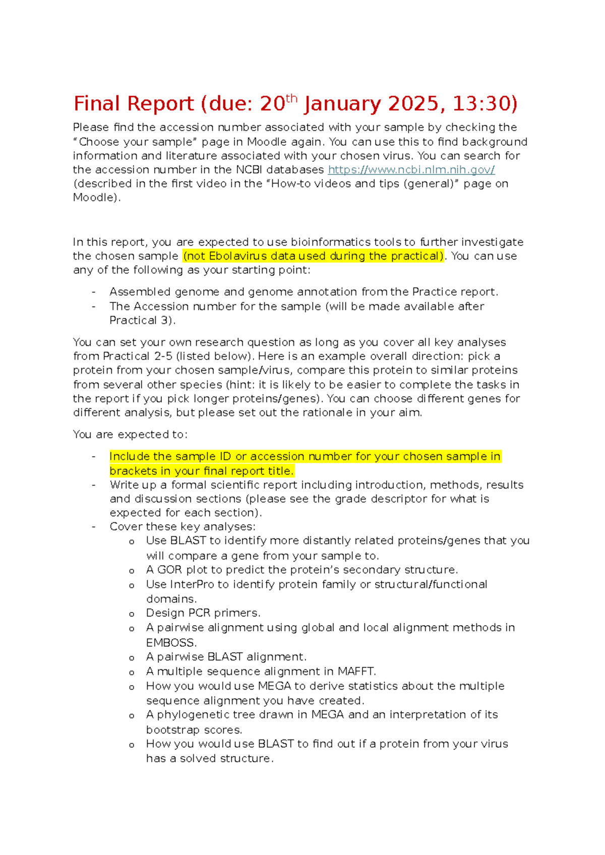 Final Report for BIOL275: Bioinformatics Analysis of Sample [Accession ...
