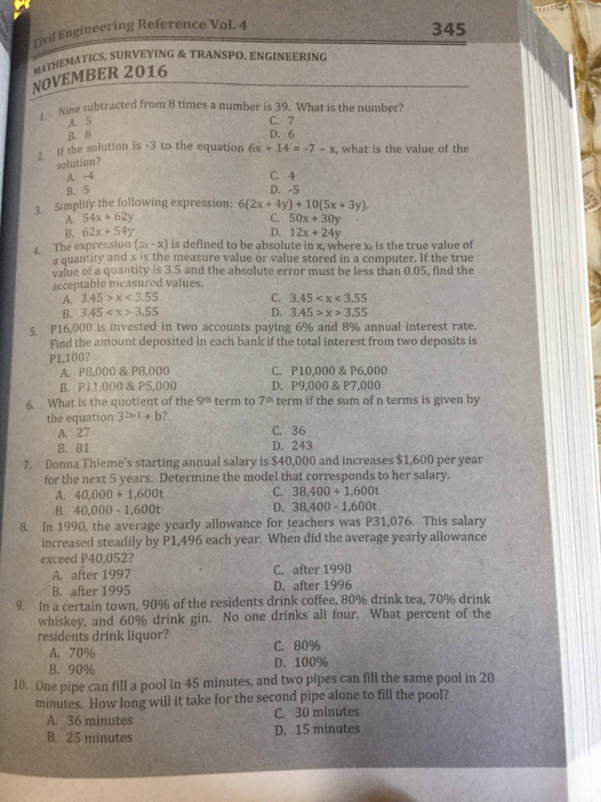 MSTE16 - Civil Engineering Mathematics Example Problems and Solutions ...