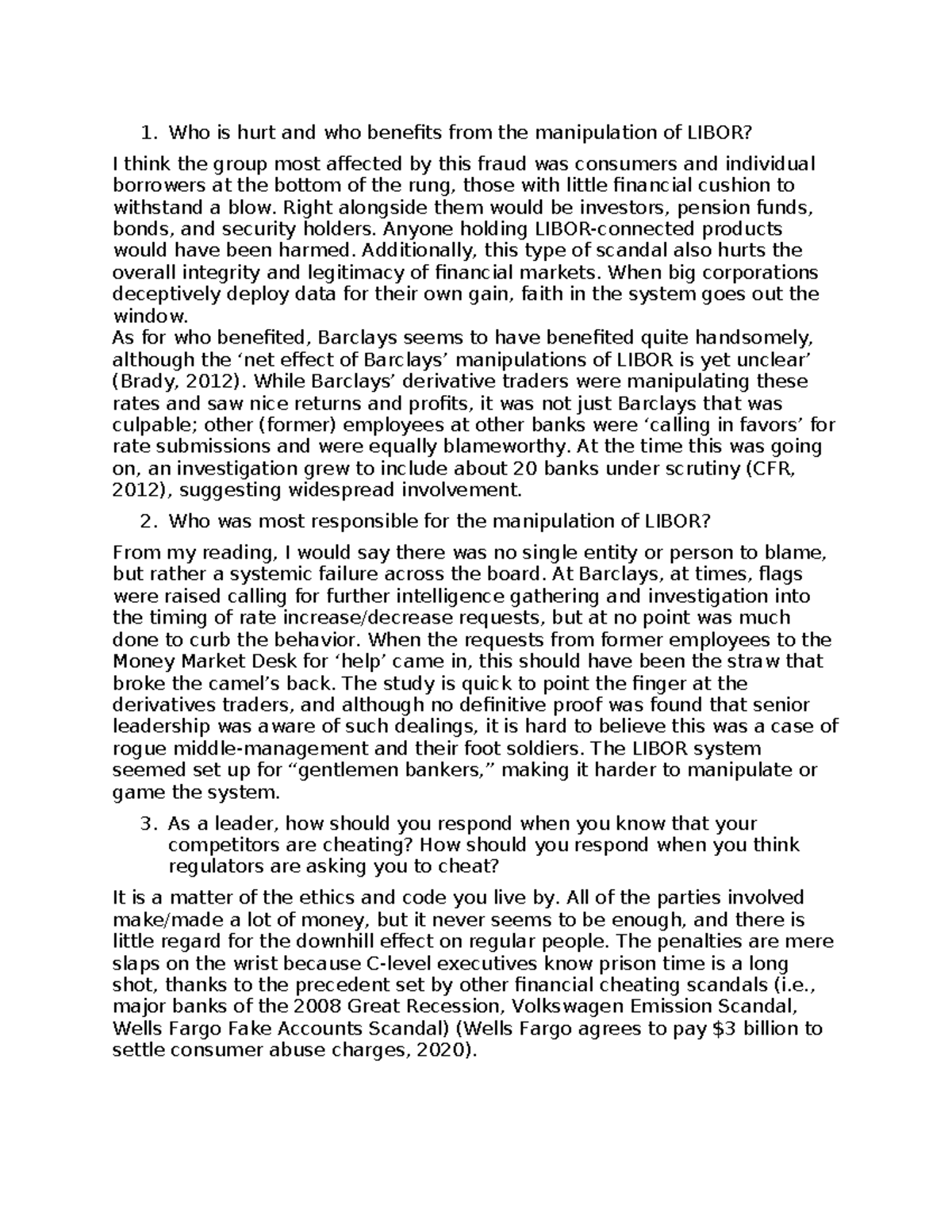 LIBOR Manipulation: Impacts, Accountability, and Reforms - Case Study ...
