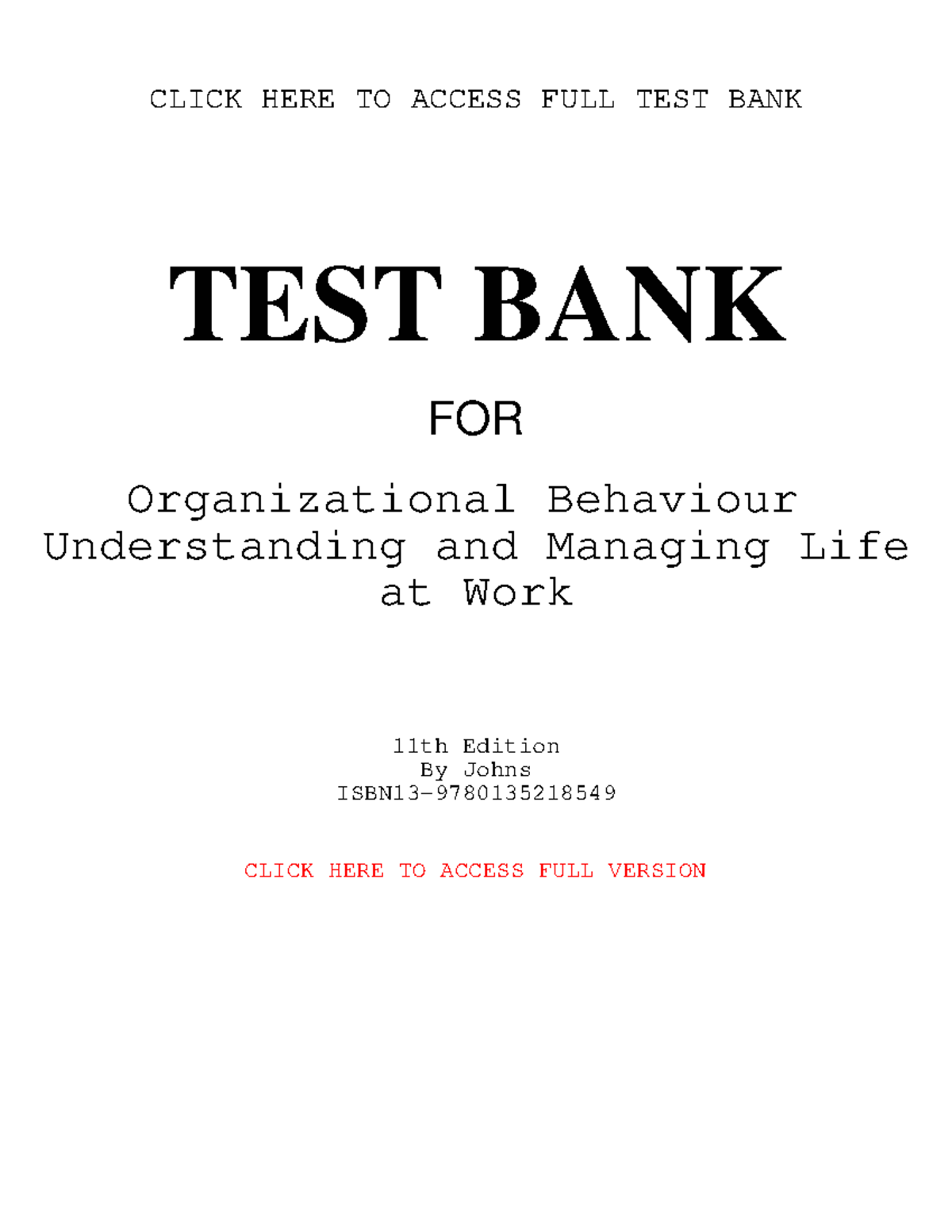 Organizational Behaviour Test Bank: Chapter 2 - Personality & Learning ...