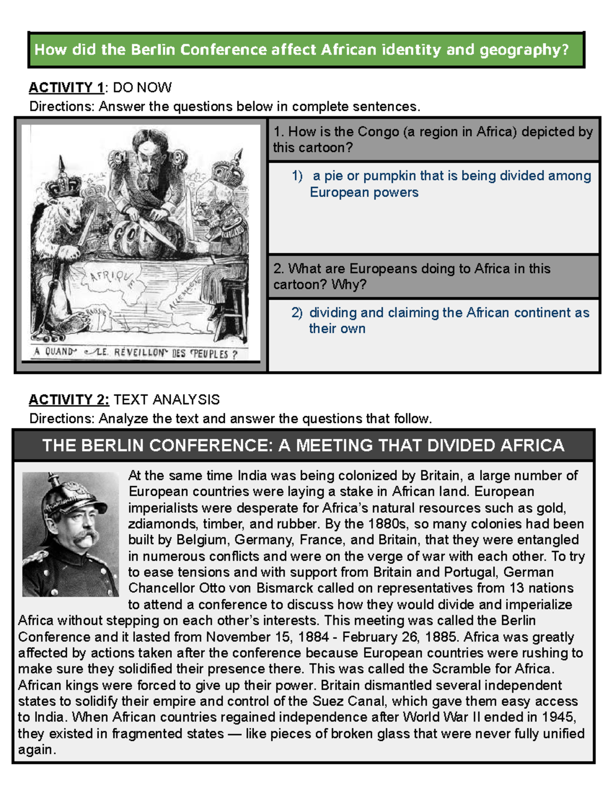 The Impact of the Berlin Conference on African Identity and Geography ...