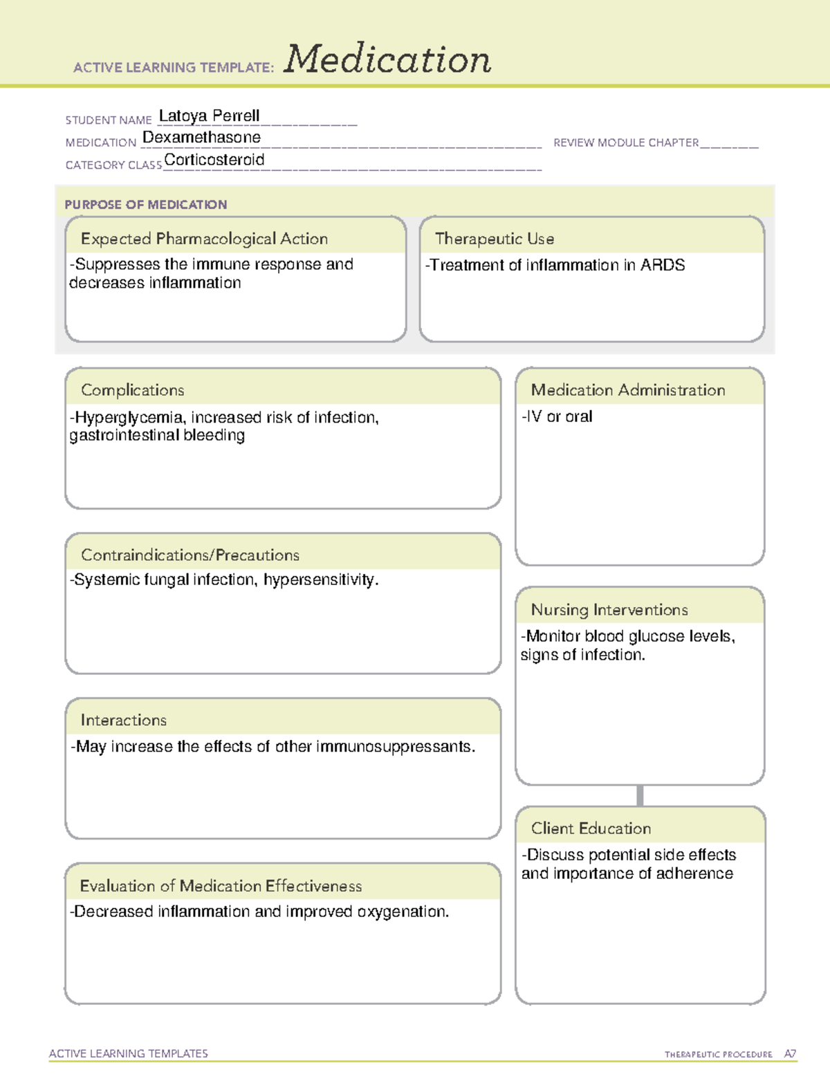 ARDS pharm map 3 - study notes - ACTIVE LEARNING TEMPLATES TherapeuTic ...