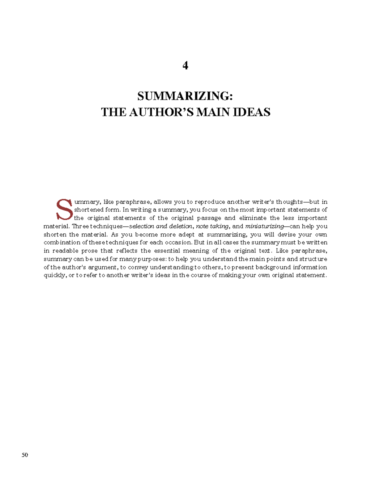 Chapter 4: Summarizing Techniques and Main Ideas (ENG 101) - Studocu