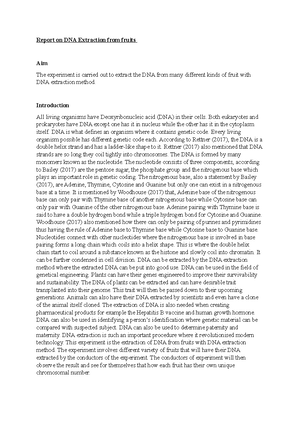 IB Bio - Lab Report Banana DNA Extraction - Lab Report Banana DNA ...