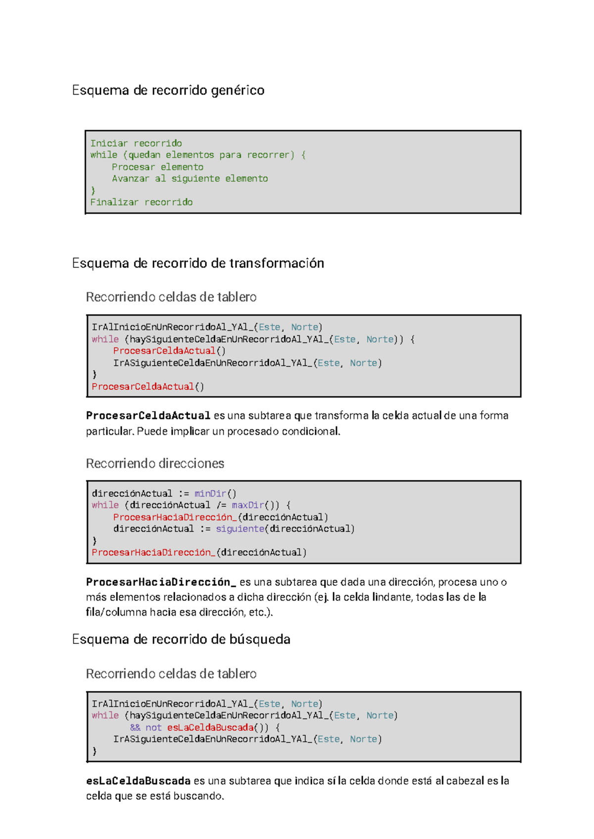 Esquemas de Recorrido en Programación: Métodos y Ejemplos - Studocu