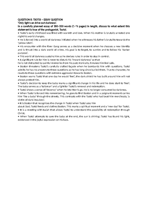 Tsotsi by Athol Fugard Chapter summaries Grade 11 - Tsotsi: Contextual Chapter Summaries CHAPTER ...