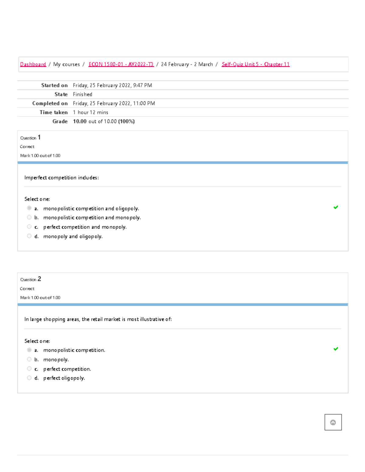 ECON 1580 Self-Quiz Unit 5: Chapter 11 Review and Answers - Studocu