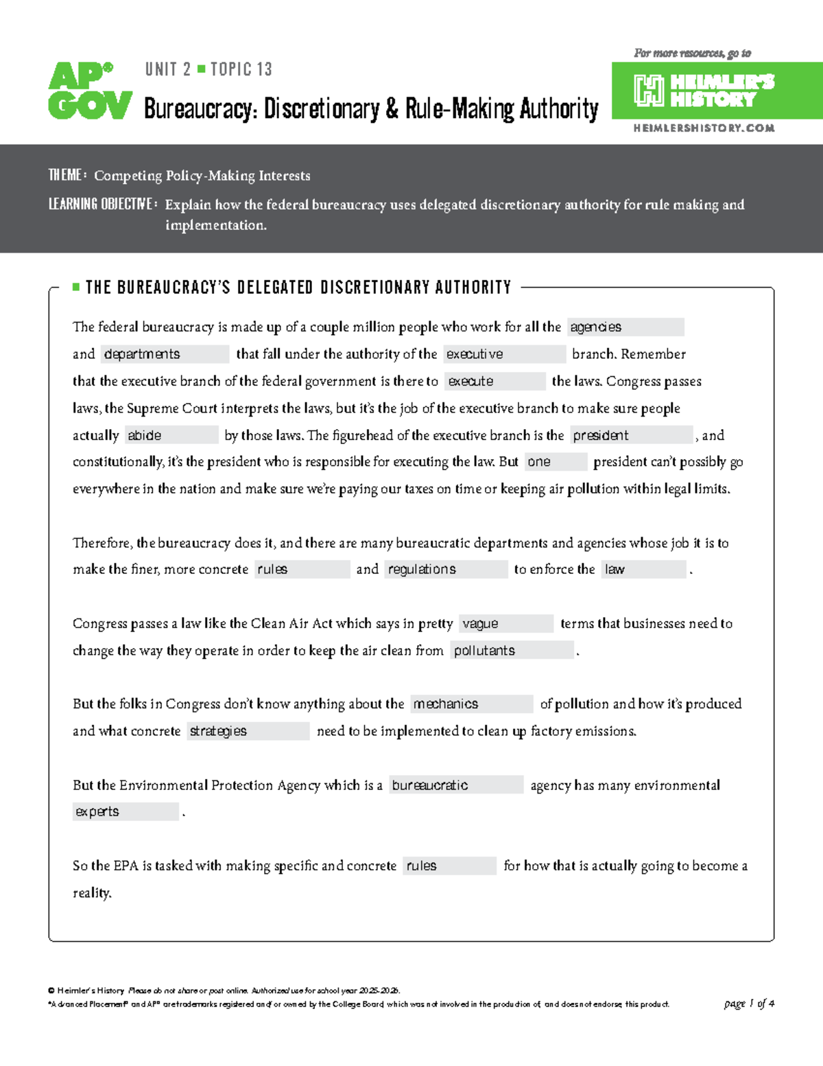 AP US Government: Bureaucracy's Discretionary & Rule-Making Authority ...