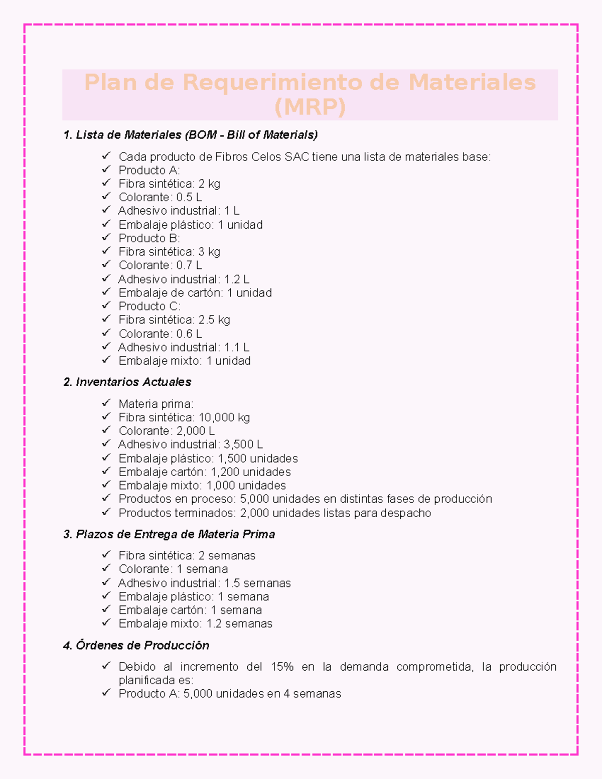 Plan De Requerimiento De Materiales Y Cargas De Trabajo Mrp Studocu