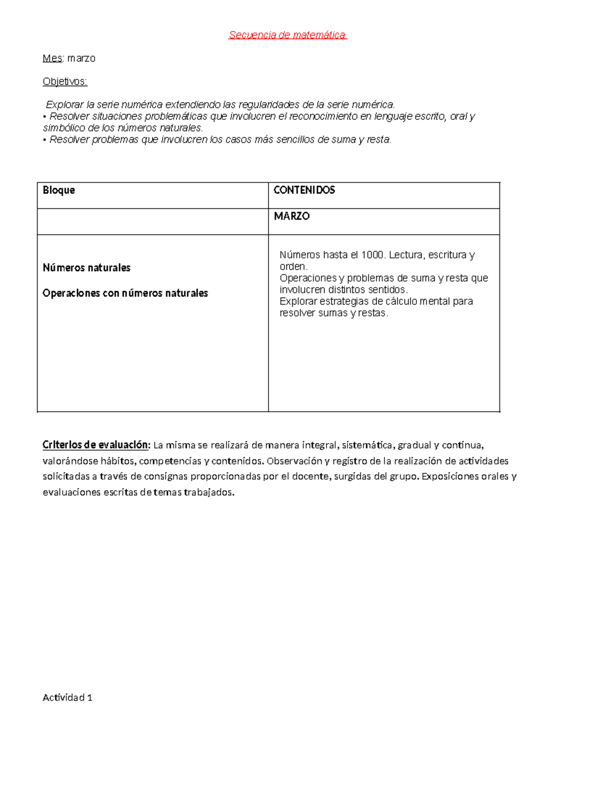 MAT. Marzo - actividades matematica - Secuencia de matemática Mes ...