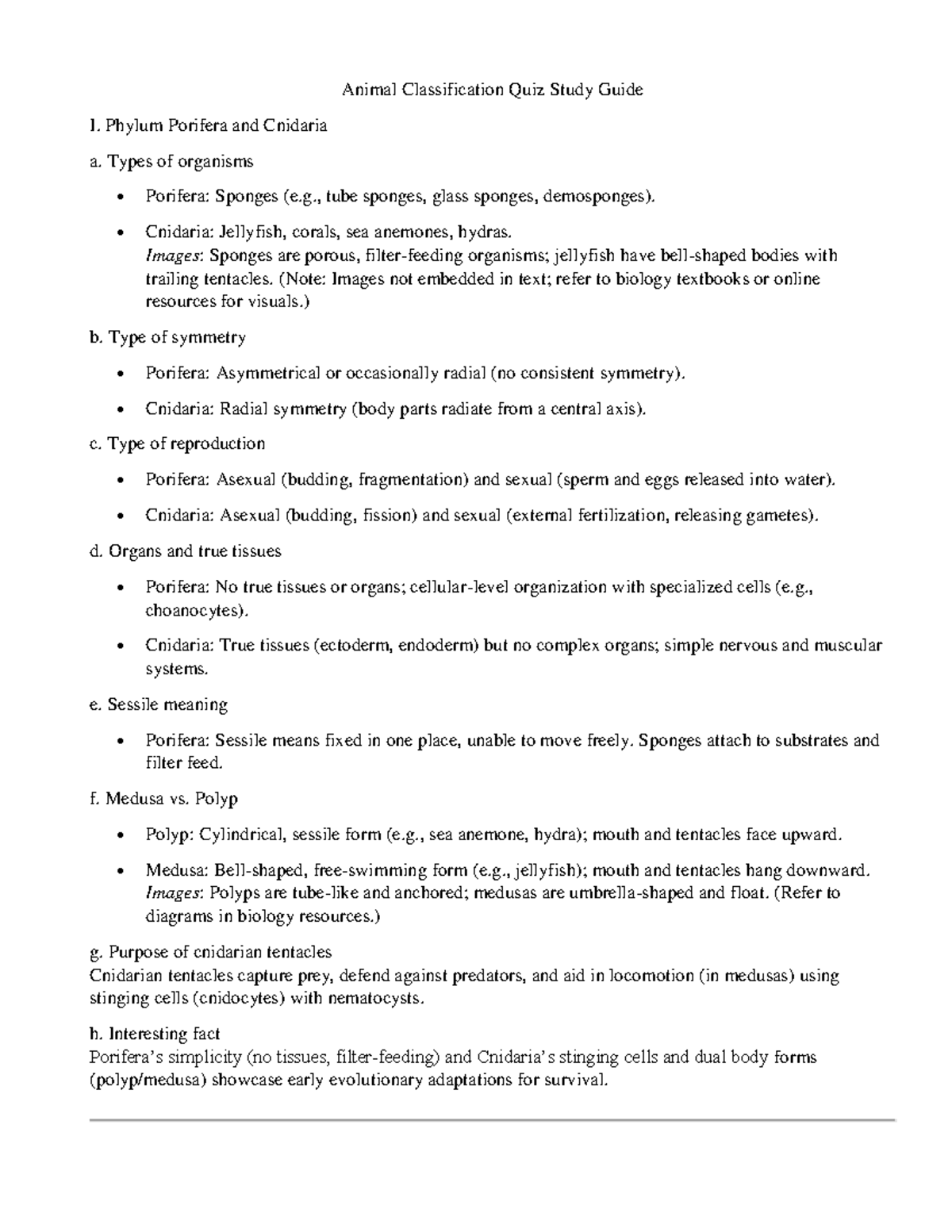 Animal Classification Study Guide: Phylogeny and Features Overview ...