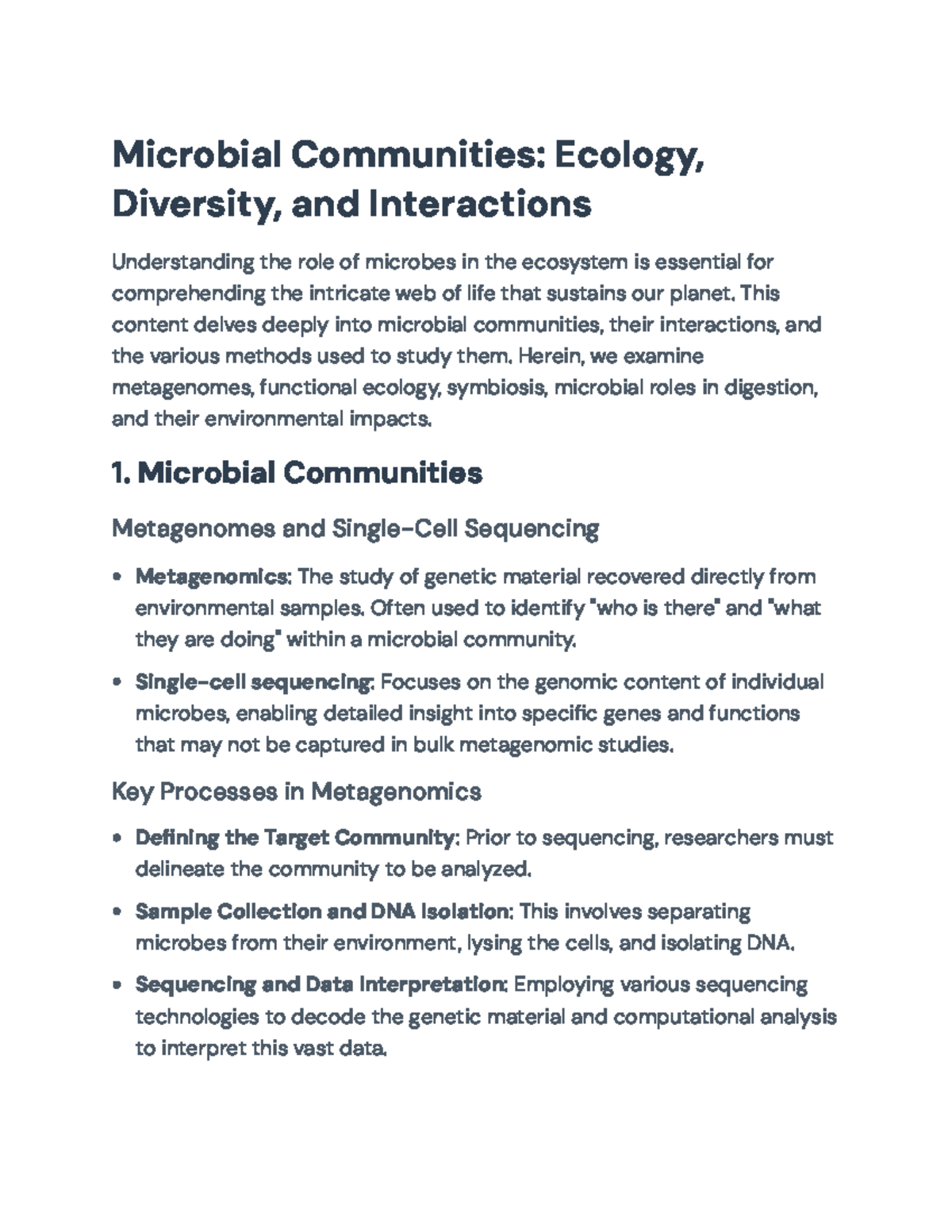 Microbial Communities: Ecology, Diversity, and Interactions Overview ...