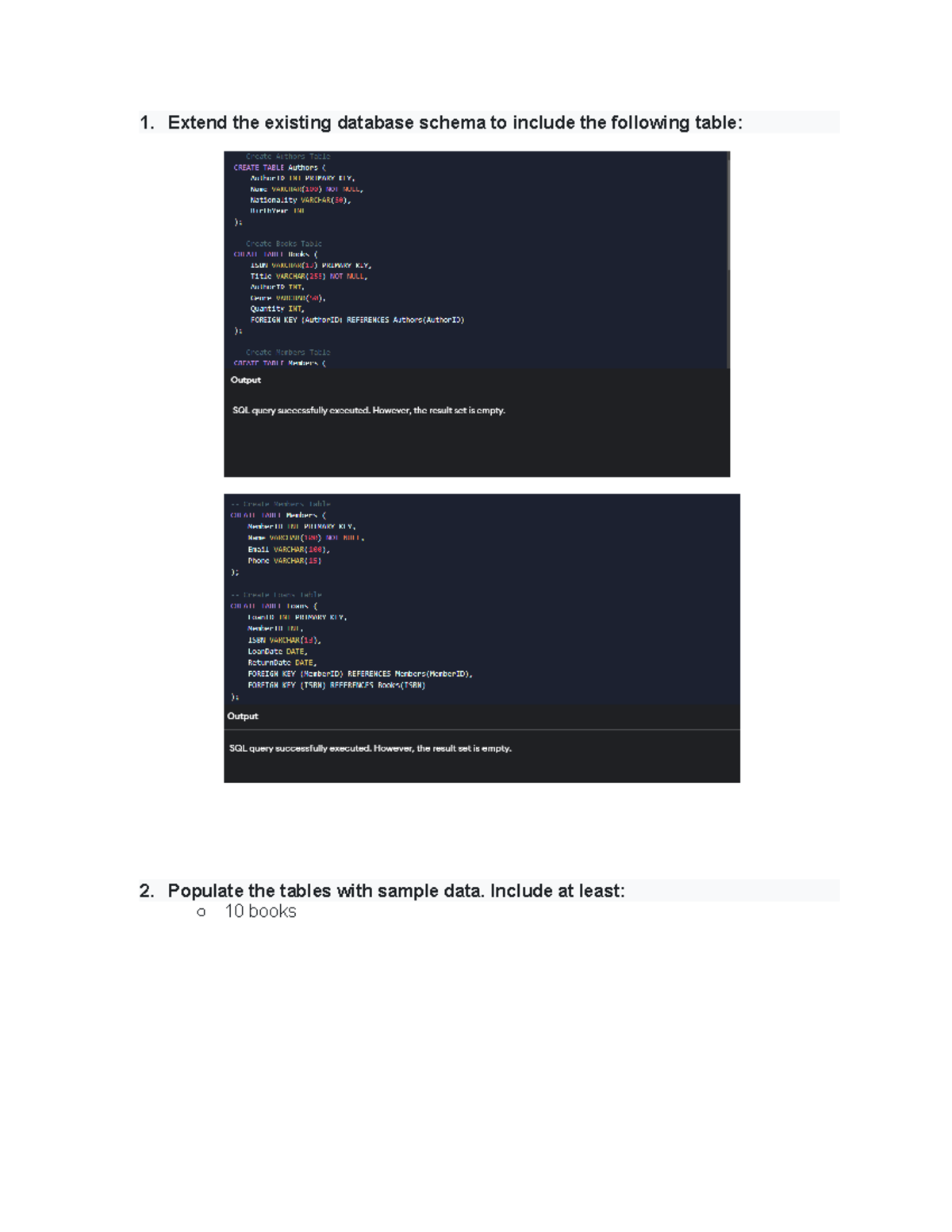 CS 2203-01 Programming Assignment Unit 5 - CS 2203 - Extend the existing database schema to ...