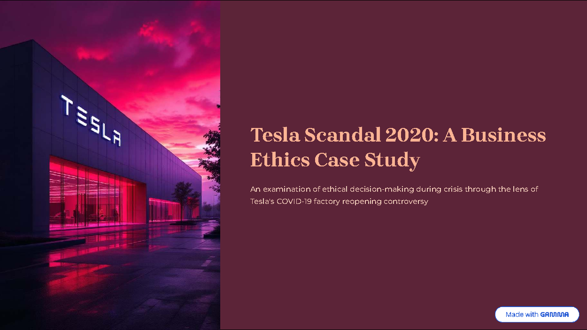 Tesla Scandal 2020: Ethical Dilemmas in Crisis Management Case Study ...