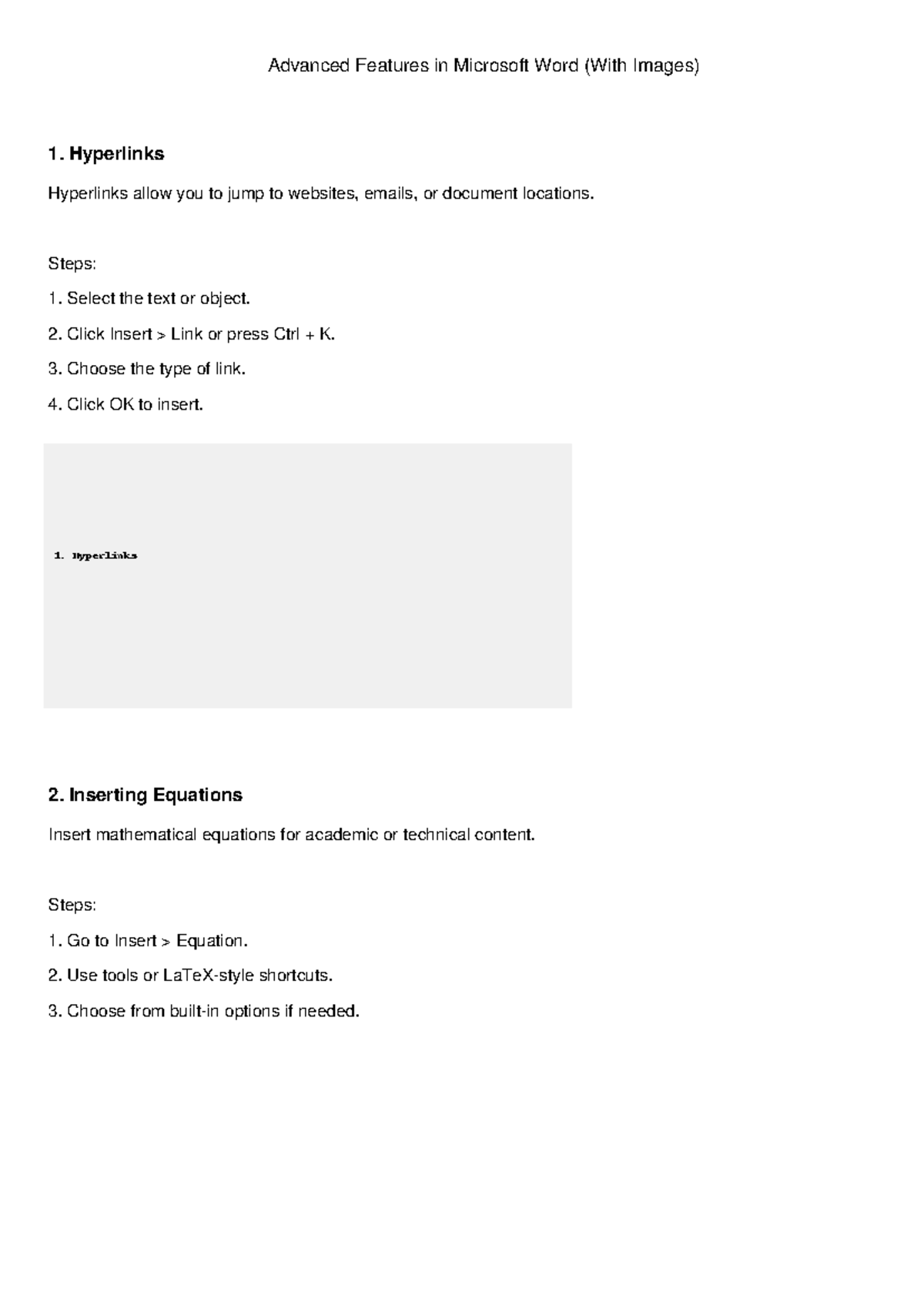 Advanced MS Word Features with Images - Advanced Features in Microsoft ...