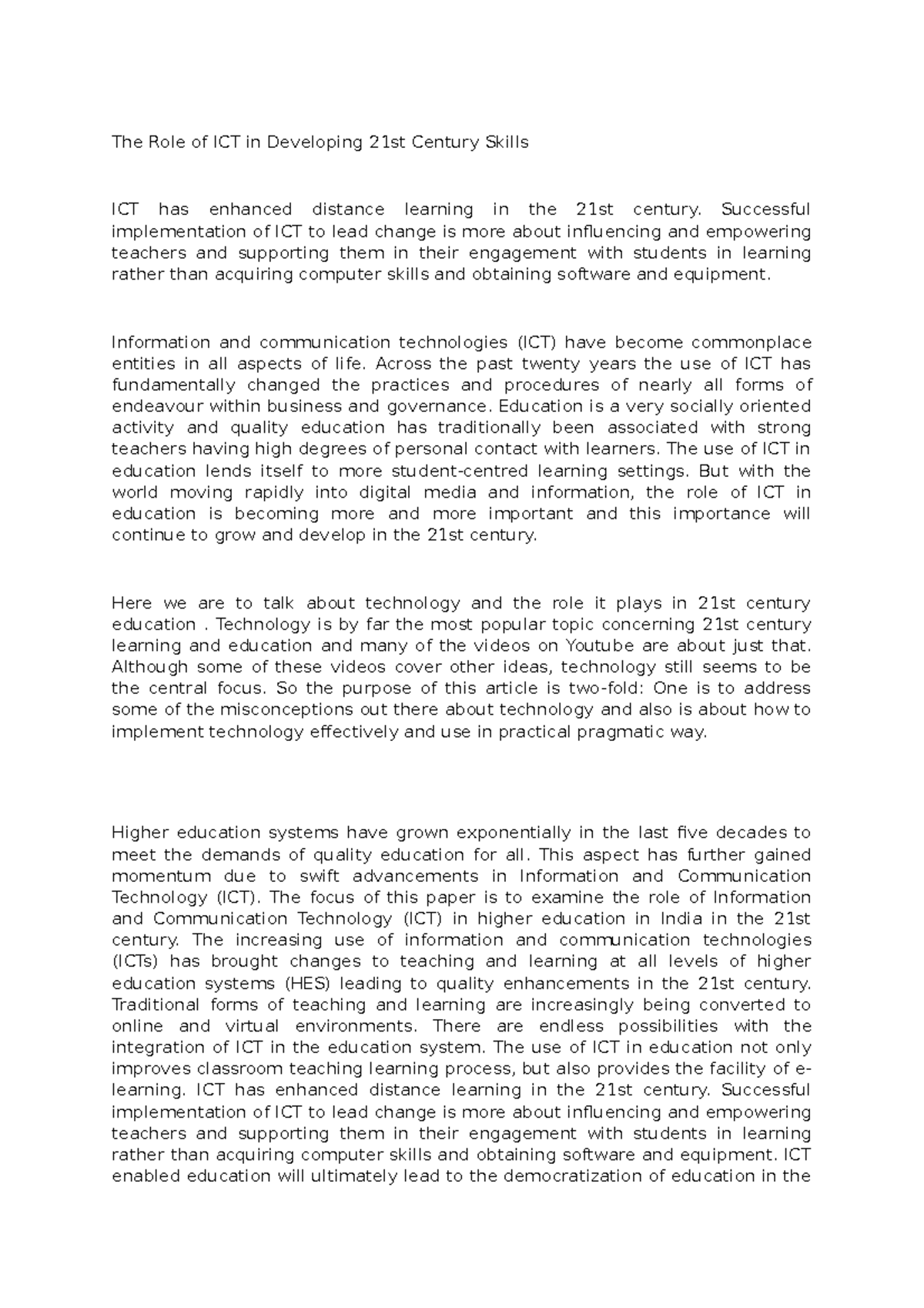 The Role of ICT in Developing 21st Century Skills - Successful ...