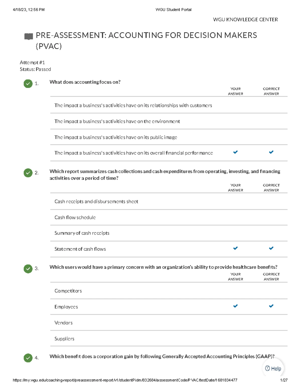 C213 Pre Assessment: Accounting for Decision Makers Insights - Studocu