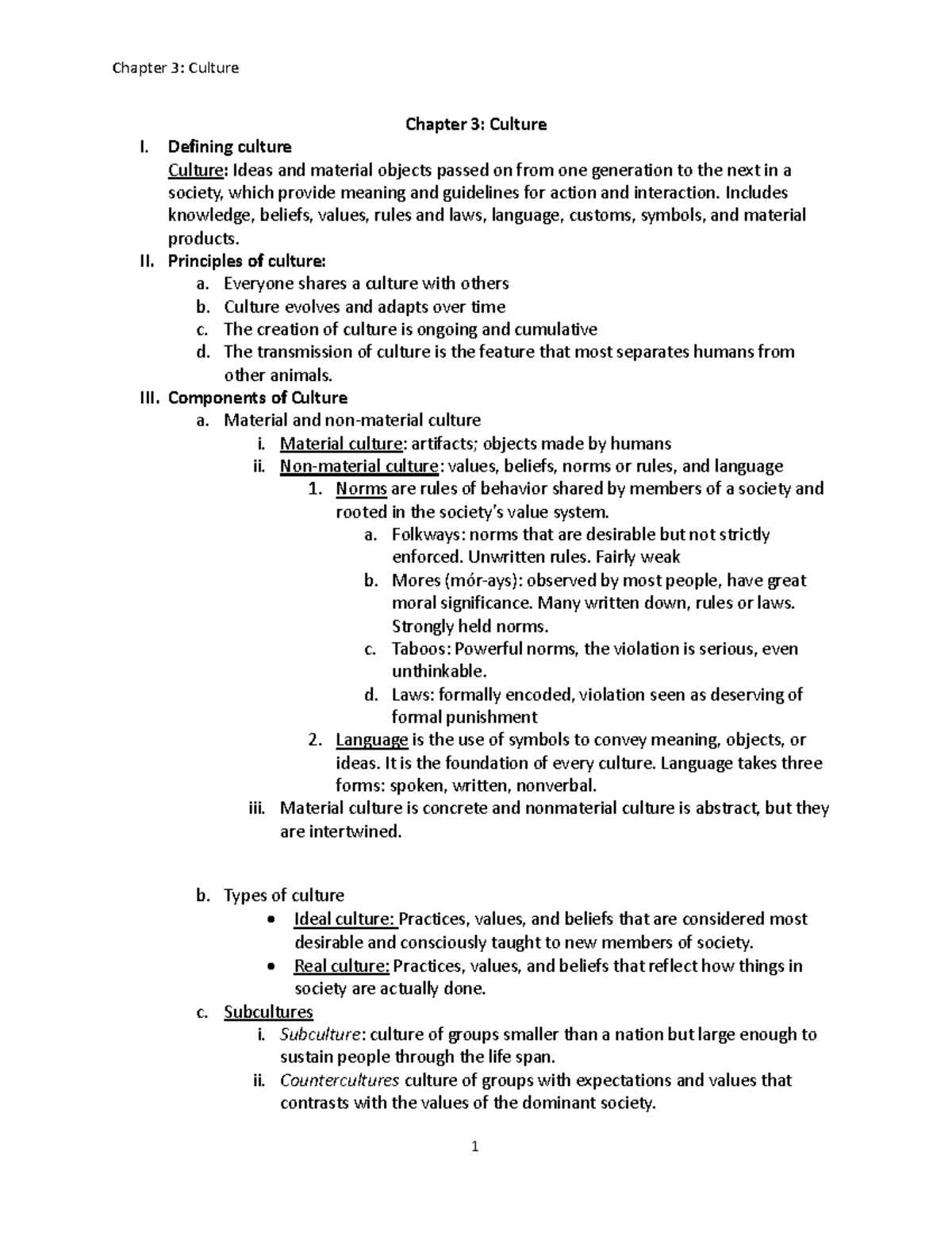 Chapter 3: Culture - Concepts, Components, and Theories (SOC101) - Studocu
