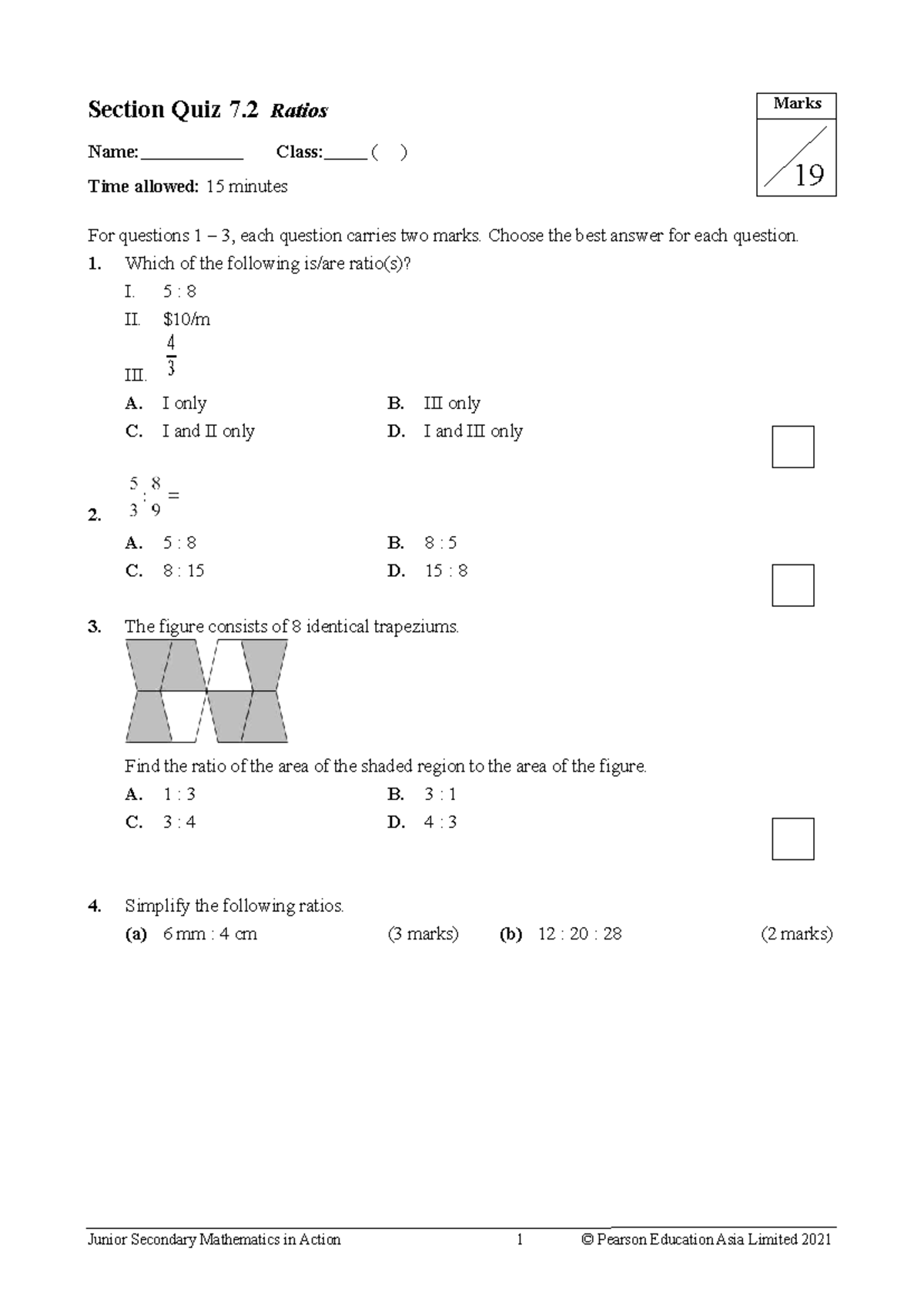 2B07 Section 2 Quiz E: Understanding Ratios and Areas - Studocu