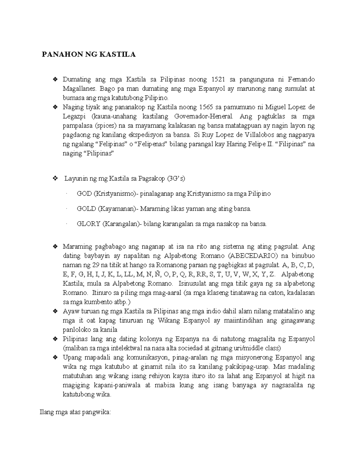Panahon ng Kastila: Kasaysayan ng Kolonisasyon sa Pilipinas - Studocu
