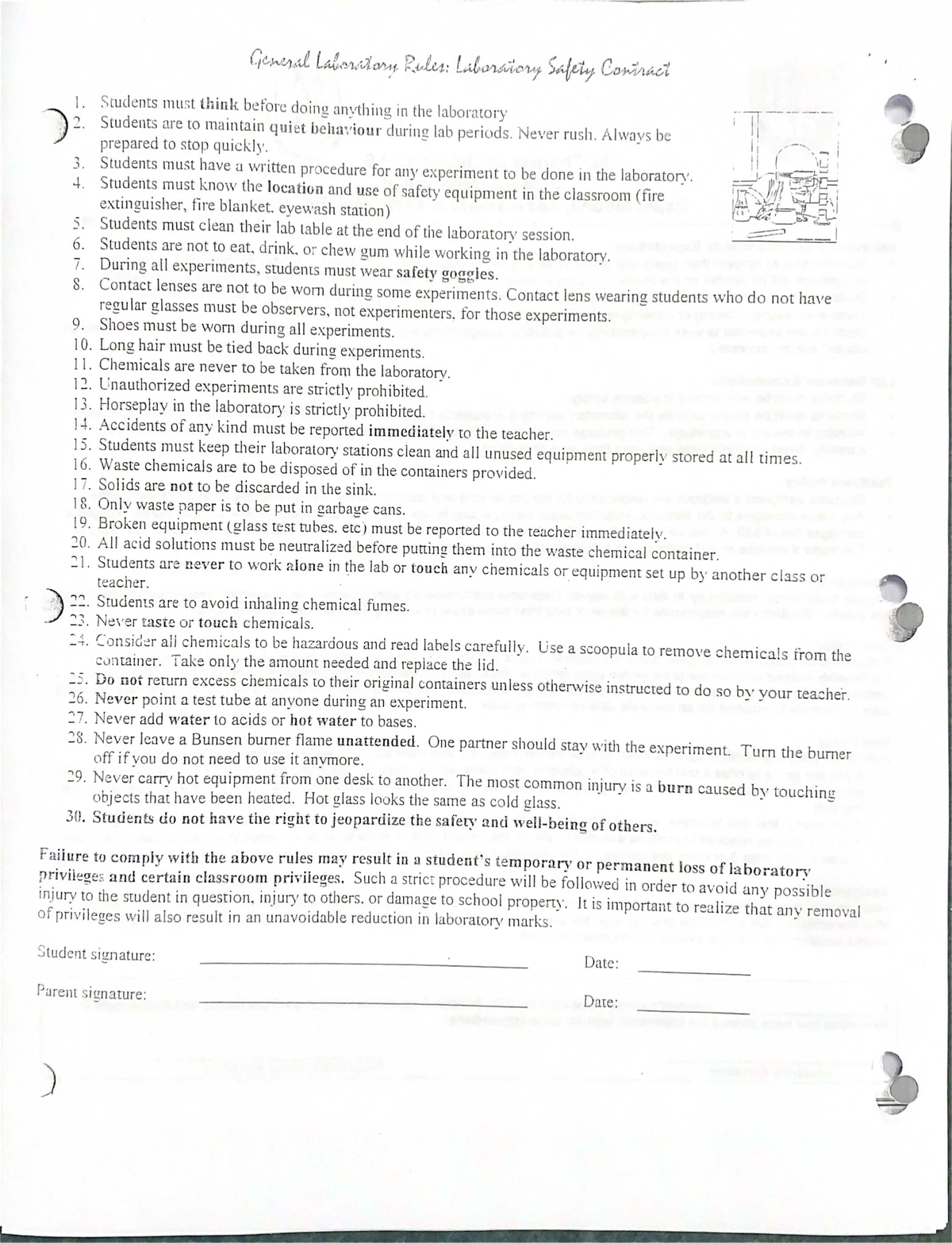 General Laboratory Safety Rules & Contract (Lab Safety) - Studocu
