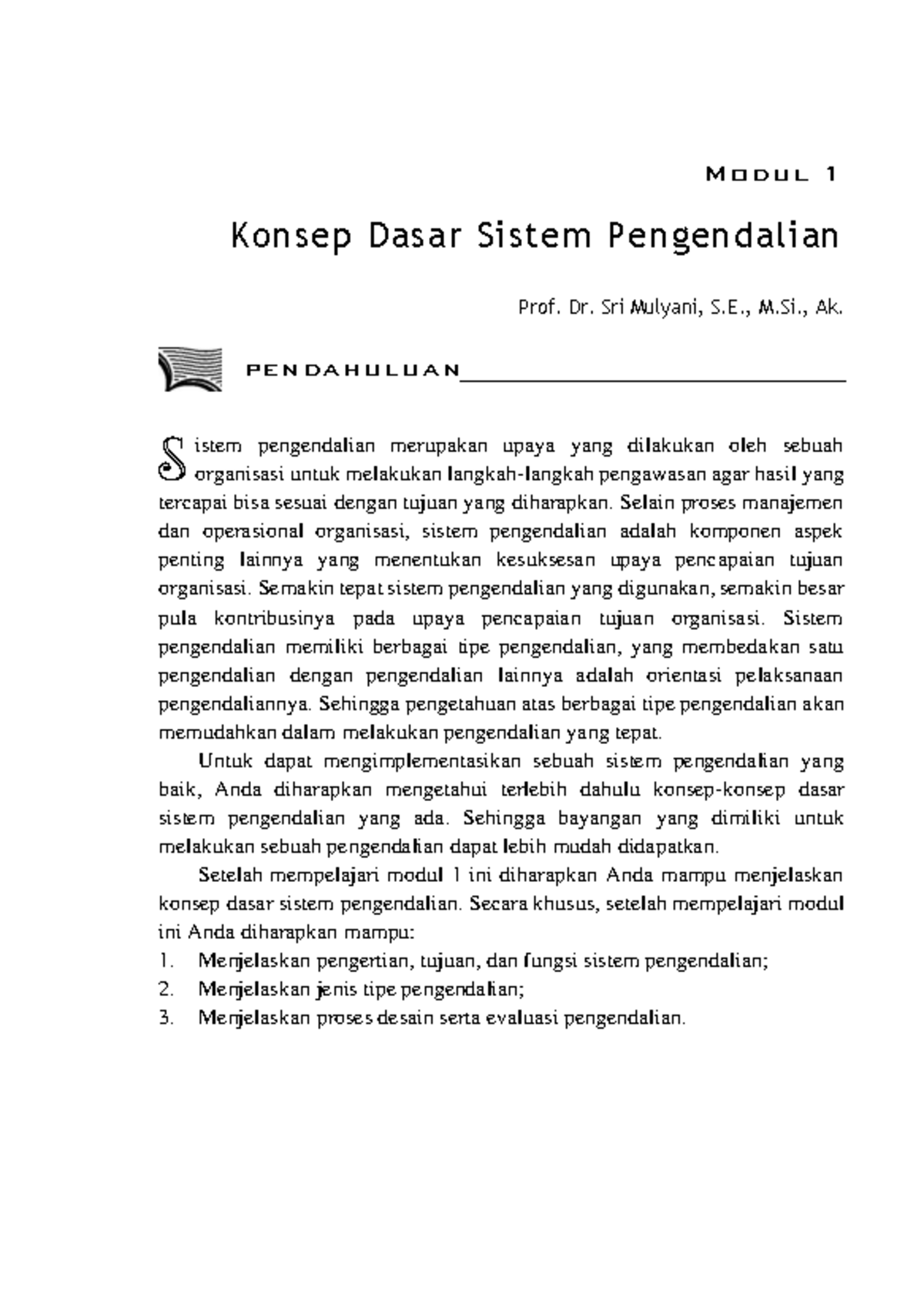 Modul 1: Konsep Dasar Sistem Pengendalian Manajemen (PPT) - Studocu
