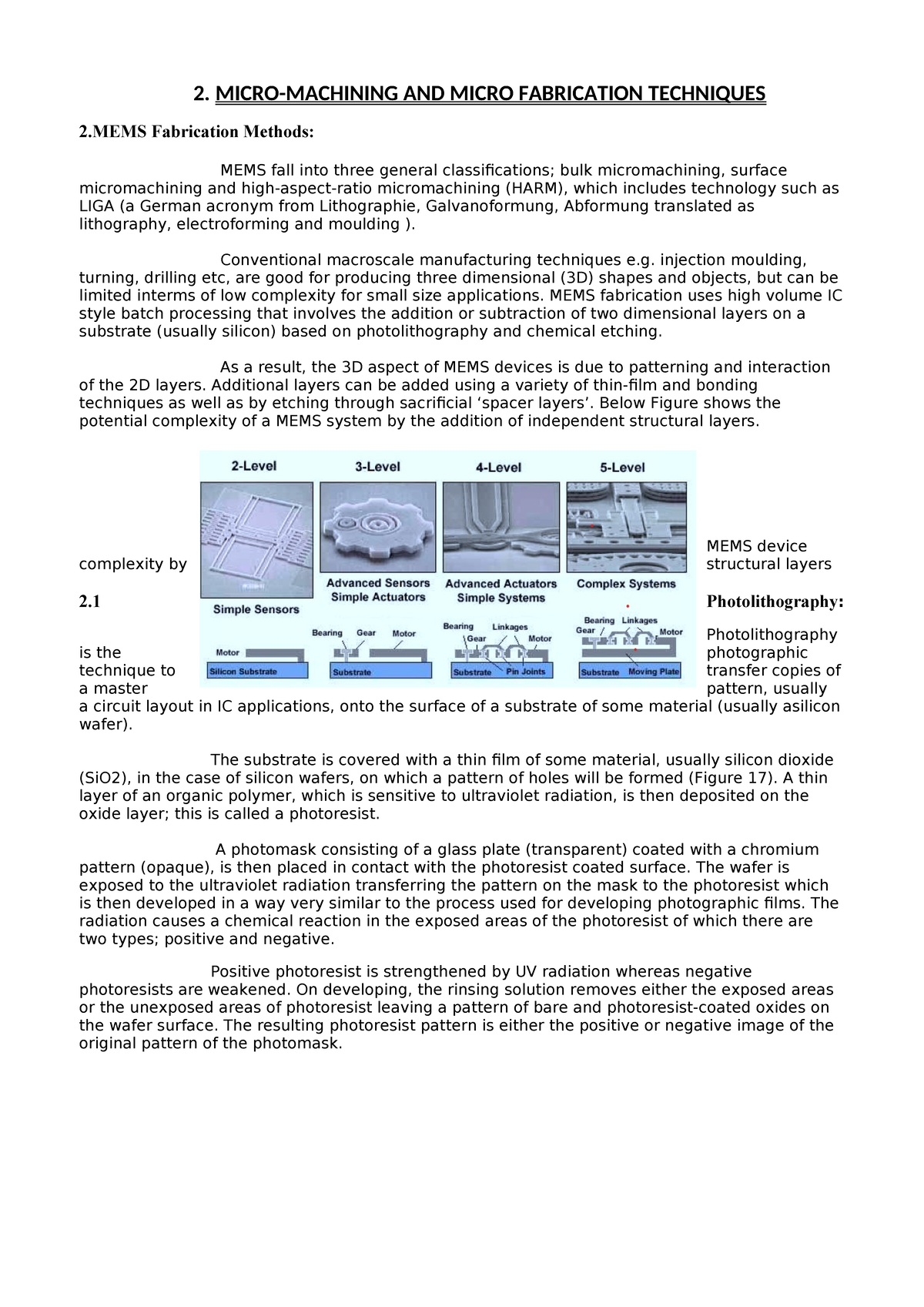 Unit-2 mems&nems - prepared by own - 2. MICRO-MACHINING AND MICRO ...