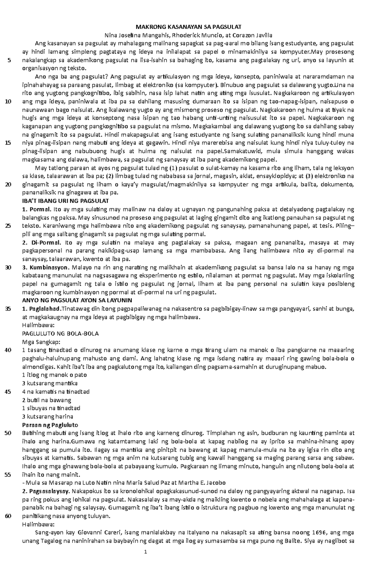 MAKRONG KASANAYAN SA PAGSULAT: Isang Gabay sa Akademikong Pagsulat ...