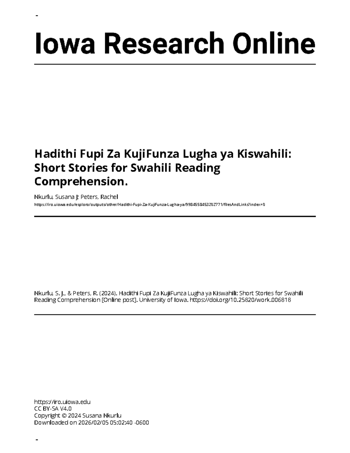Hadithi Fupi za KujiFunza Kiswahili: Short Stories for Comprehension ...