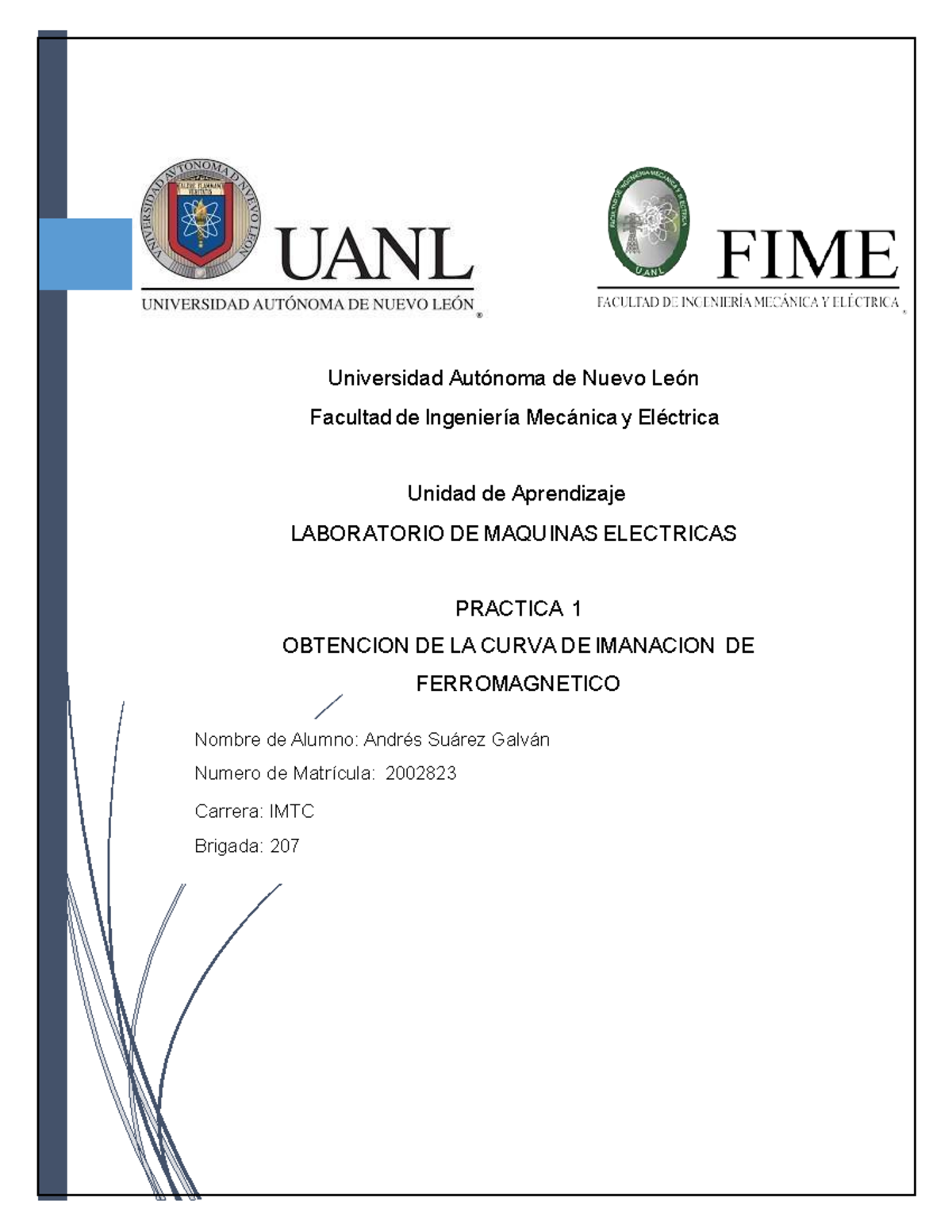 Práctica 1: Curva de Imanación de Material Ferromagnético - IMTC 2002 ...