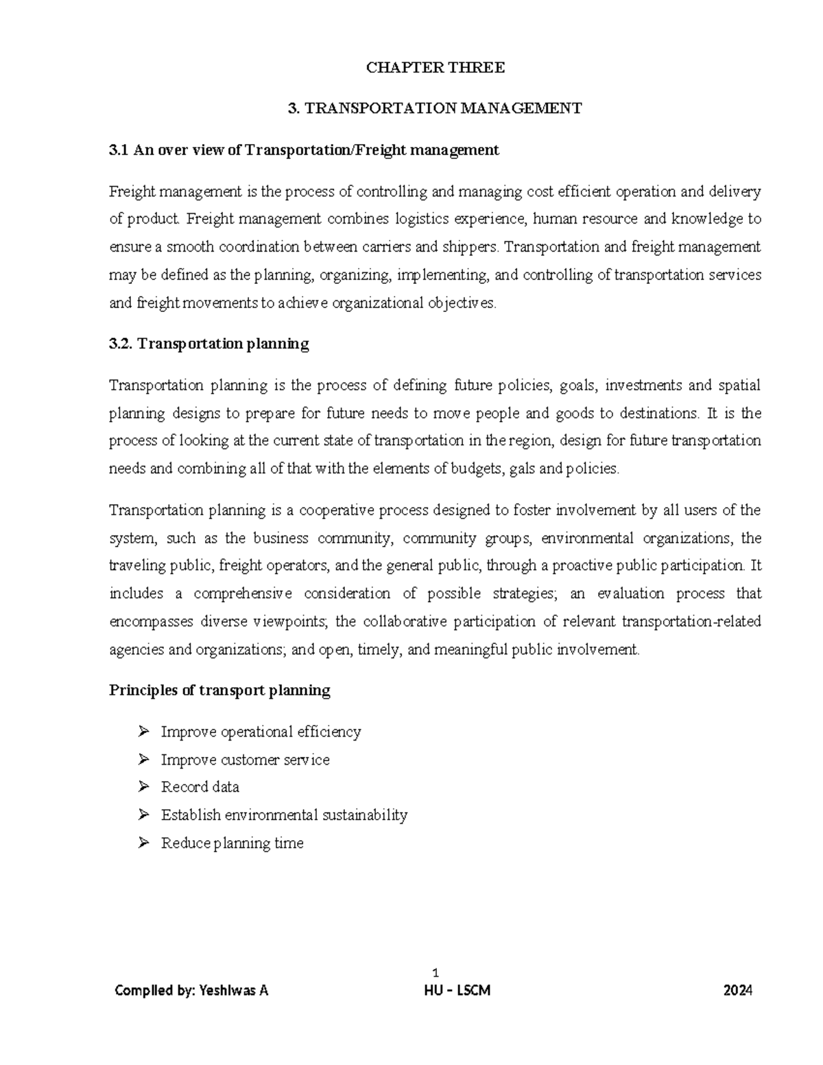 Transportation Management Chapter 3 Overview and Key Principles 2024 ...