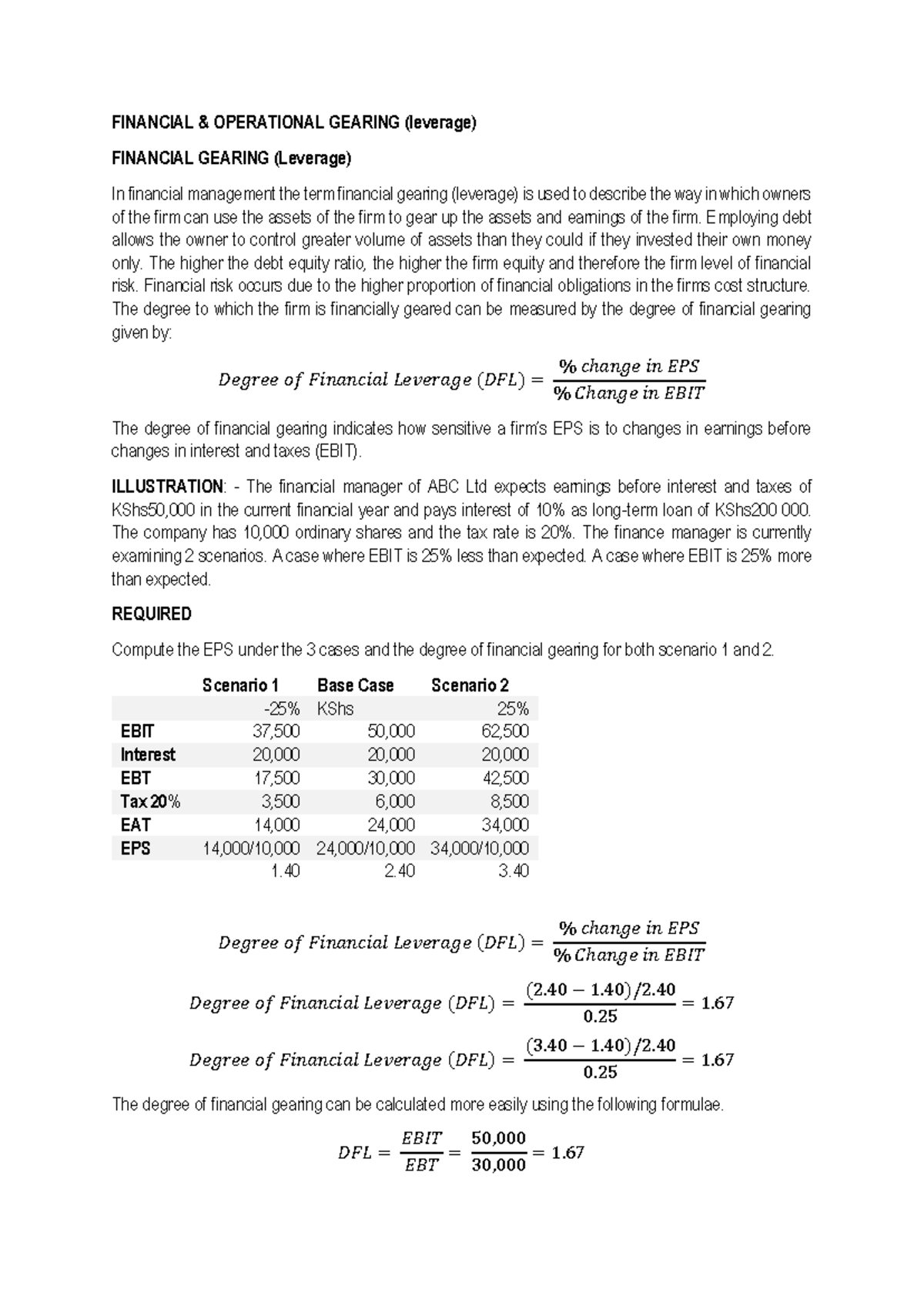 Operating Leverage and Financial Leverage - FINANCIAL & OPERATIONAL ...