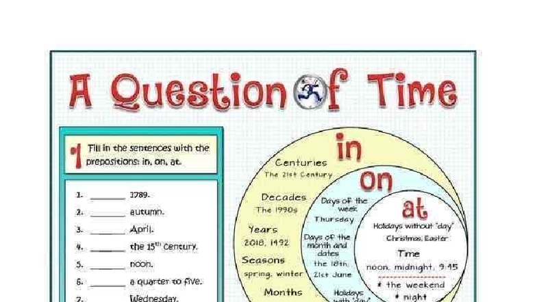 Prepositions Practice: Fill in the Blanks for Time Expressions - Studocu