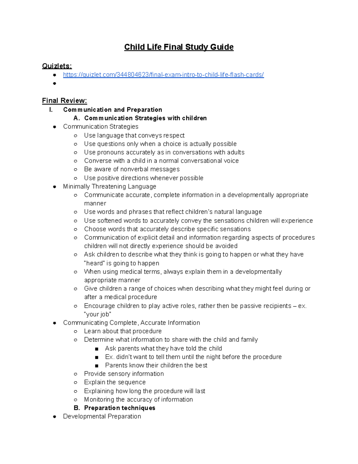 Child Life Final Study Guide - Child Life Final Study Guide Quizlets ...