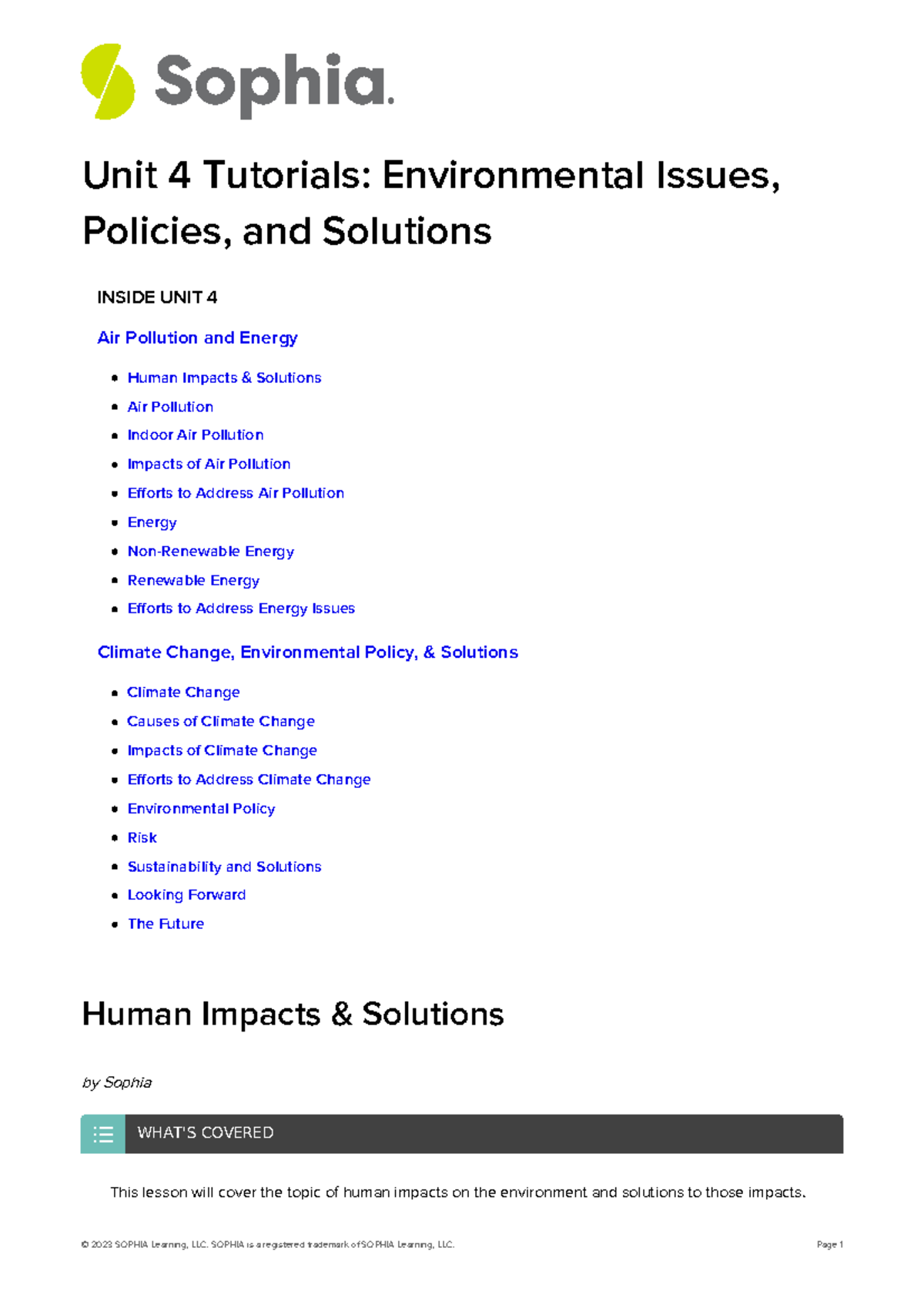 Unit 4 Tutorial: Environmental Issues, Policies & Solutions Overview ...
