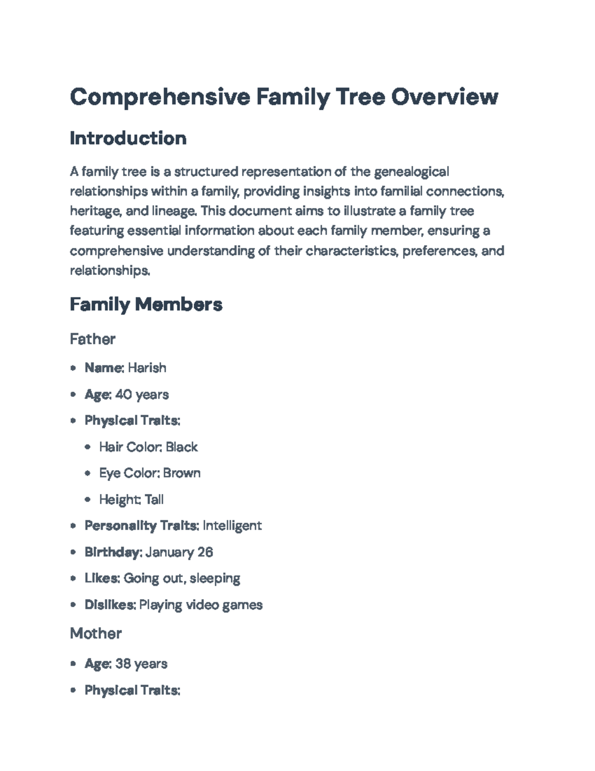 Comprehensive Family Tree Overview: Lineage & Traits Analysis - Studocu