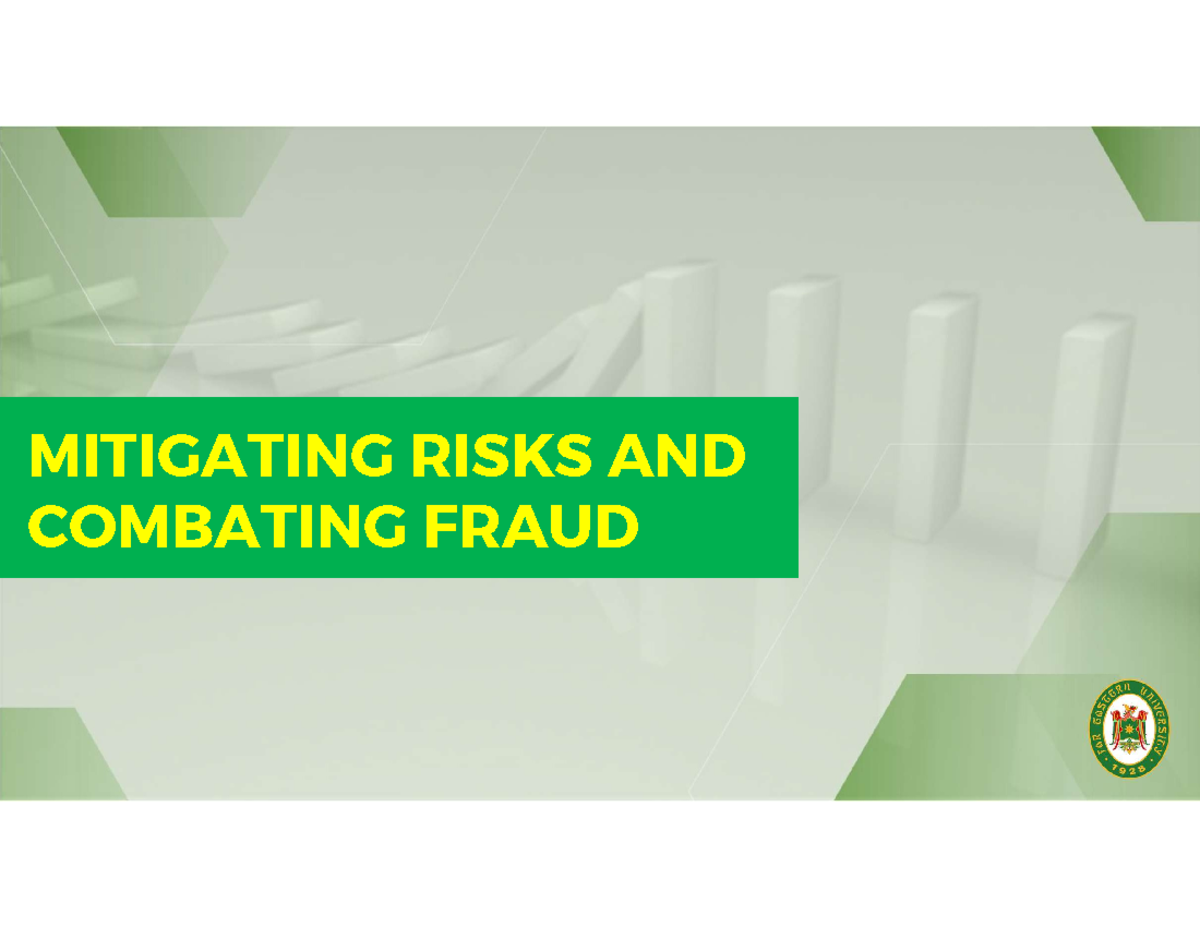 AUD 1203 ERM Lesson 1: Mitigating Risks & Combating Fraud - Studocu