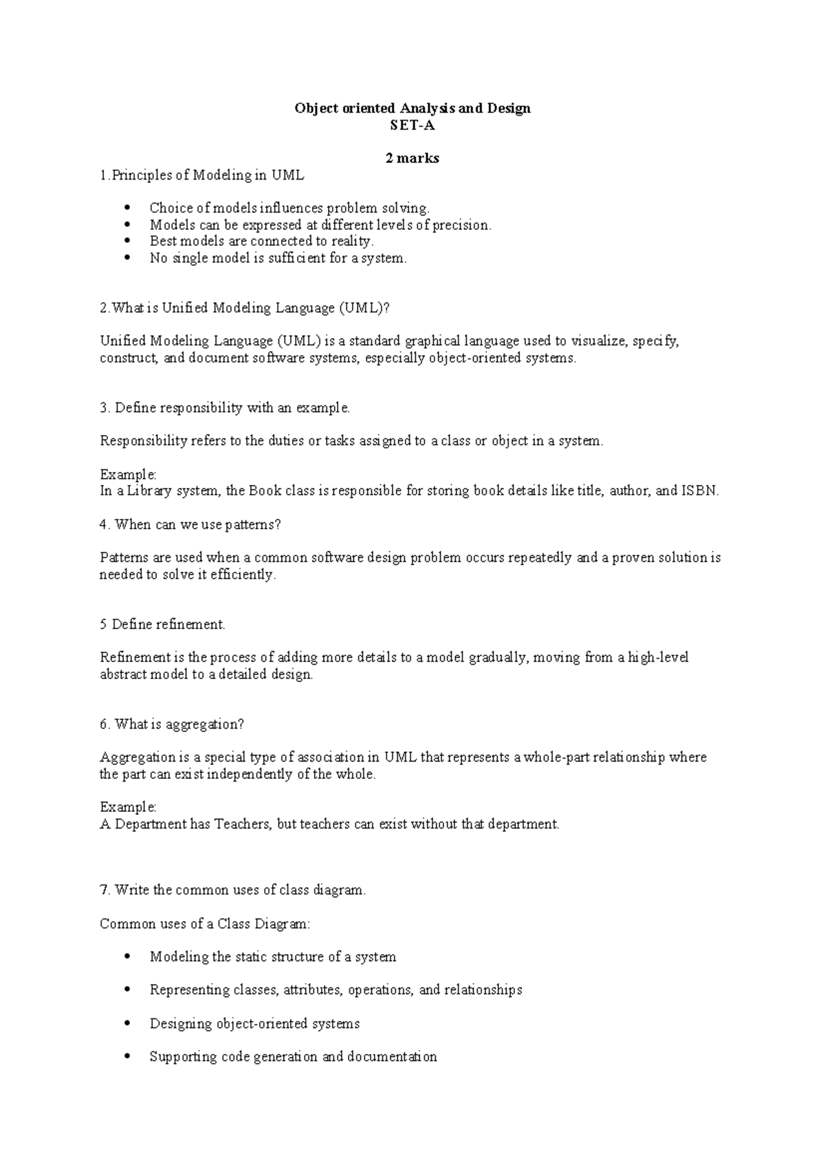 Object Oriented Analysis and Design (CS101) - Key Concepts & UML Models ...