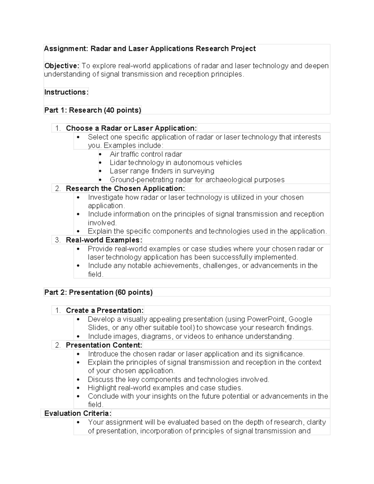 LASER AND RADAR - Assignment: Radar and Laser Applications Research ...