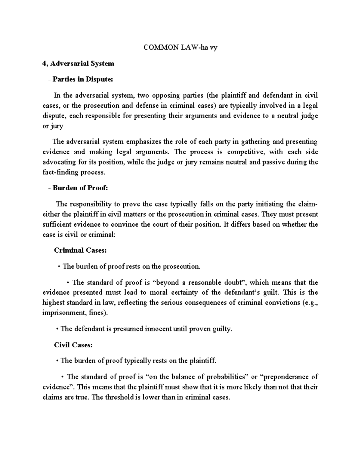 Common LAW - Understanding the Adversarial System and Legal Principles ...