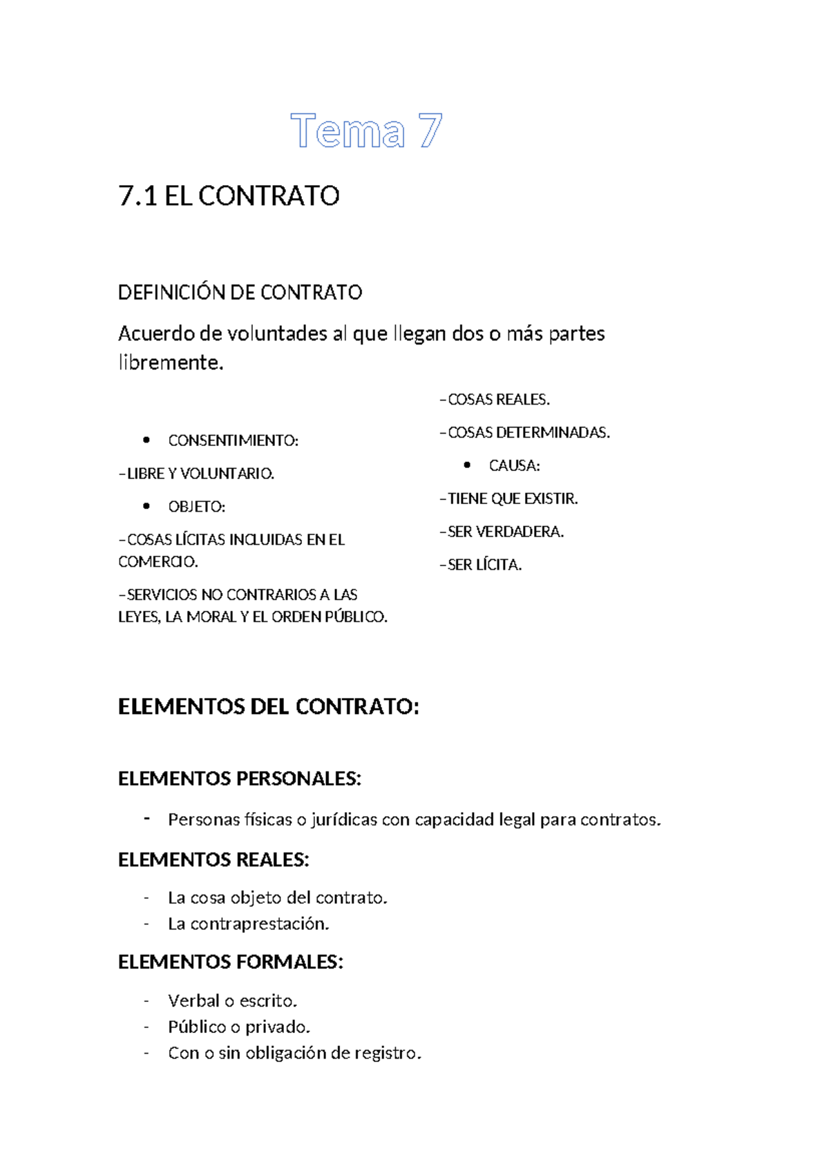 Tema 7: Definición y Elementos del Contrato de Compraventa - Studocu