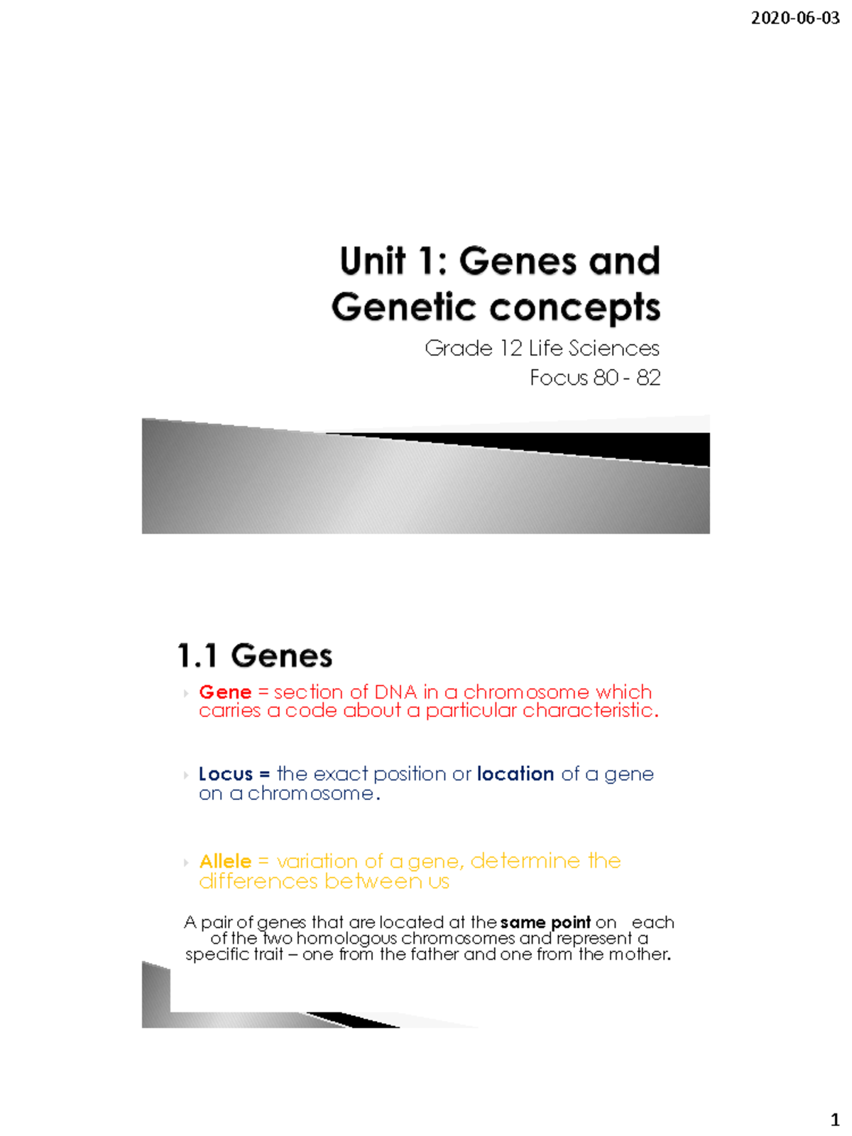 Grade 12 Life Sciences Genetics Notes (Focus 80-93) - Studocu