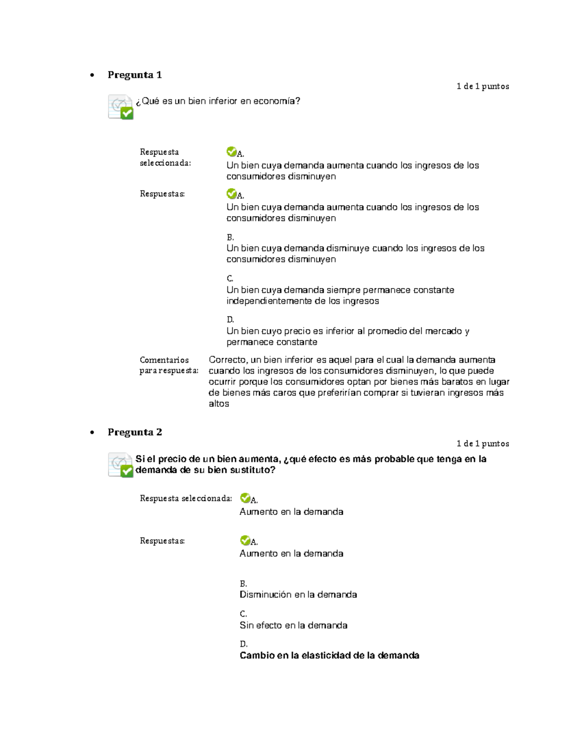 Microeconomía Examen 1: Preguntas y Respuestas Clave - Studocu