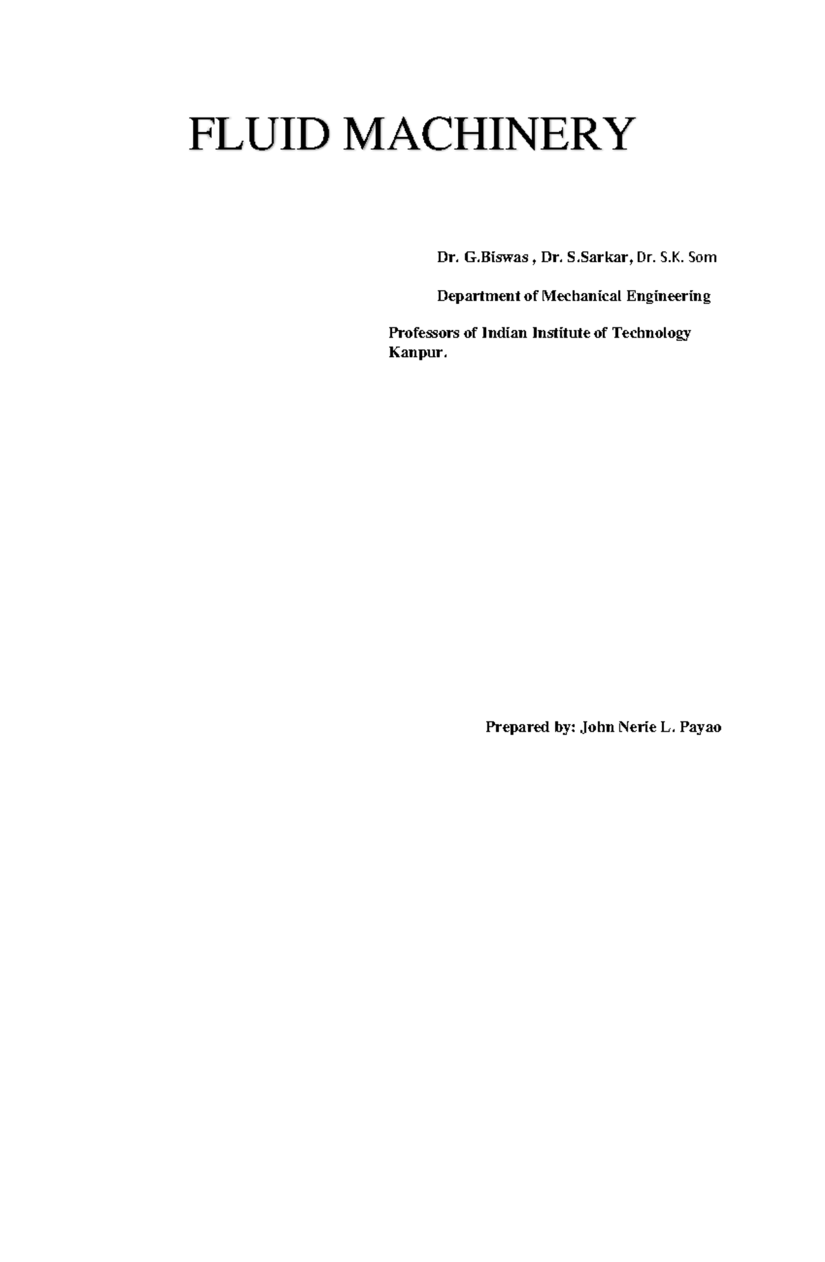 Fluid Machinery Concepts and Classifications (ME 101, Lecture 1) - Studocu