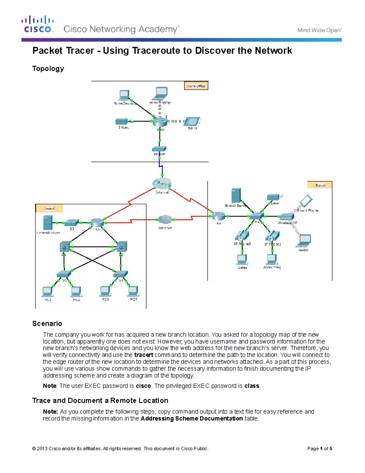 4.1.1.8 Packet Tracer - Using Traceroute to Map Network Topology - Studocu