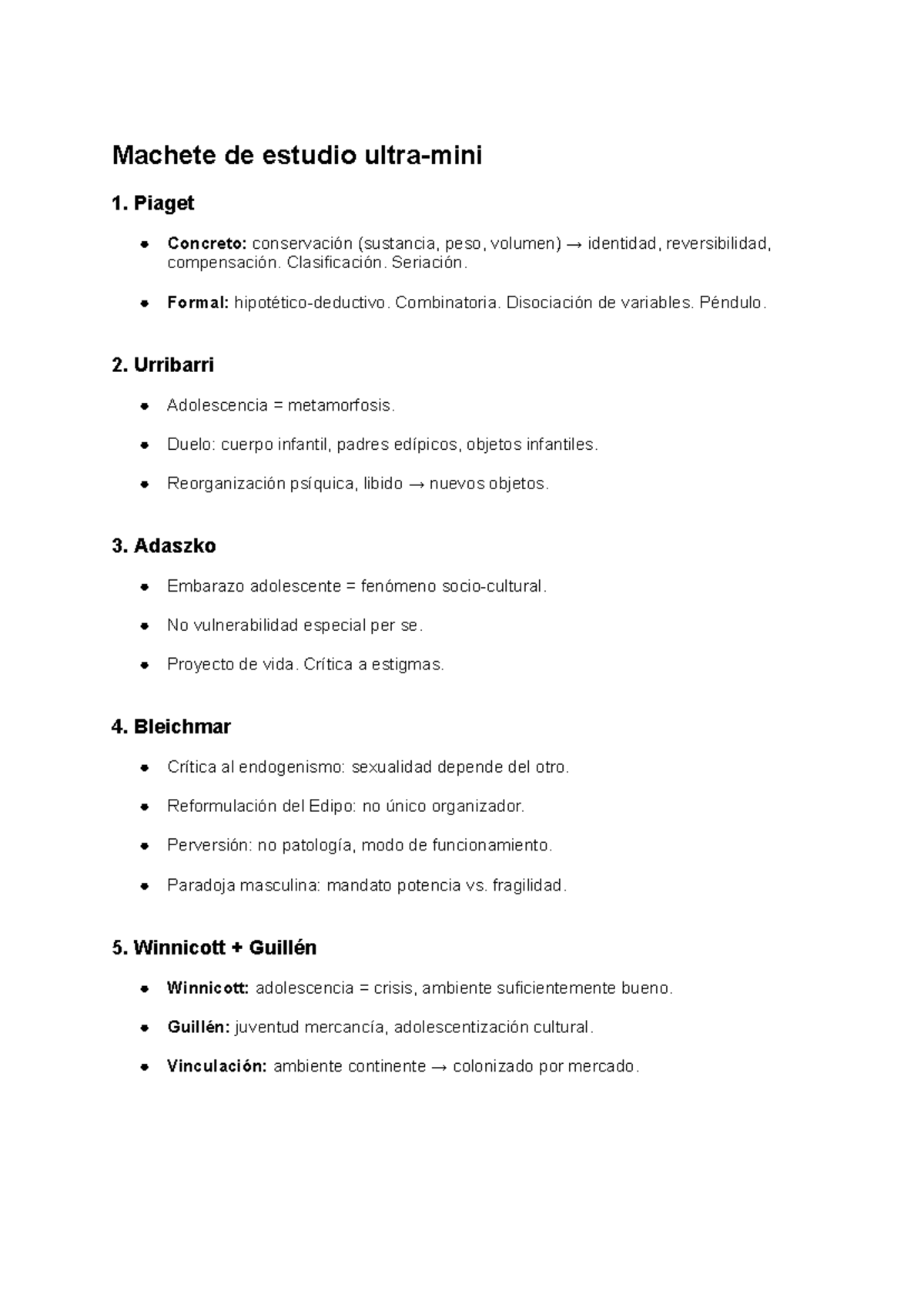 Psico del desarrollo II Resumen - Machete de estudio ultra-mini 1 ...