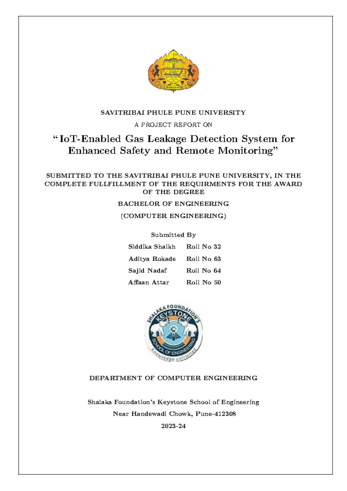 Gas Leakage Detection System for Enhanced Safety - BE (CE) Project ...