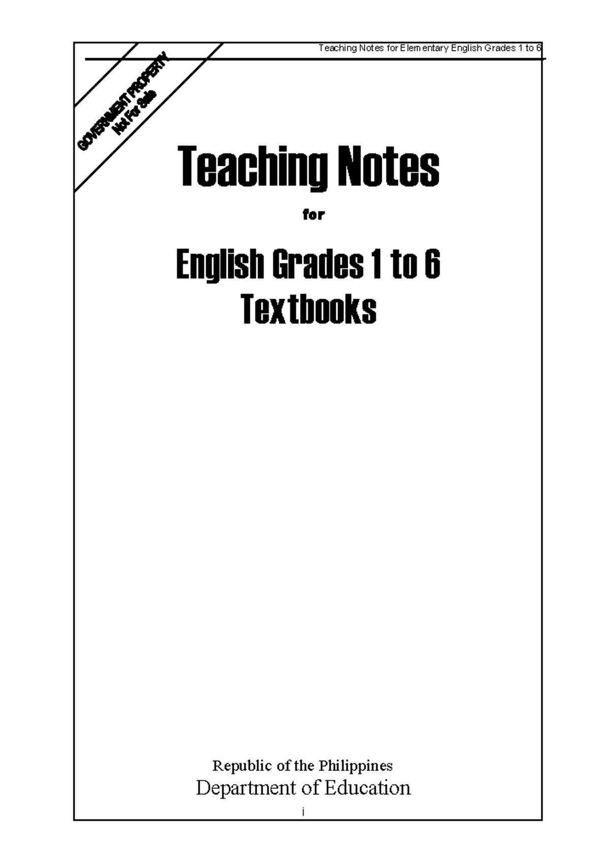 Teaching Notes for English Grades 1-6: Suggested Revisions and ...