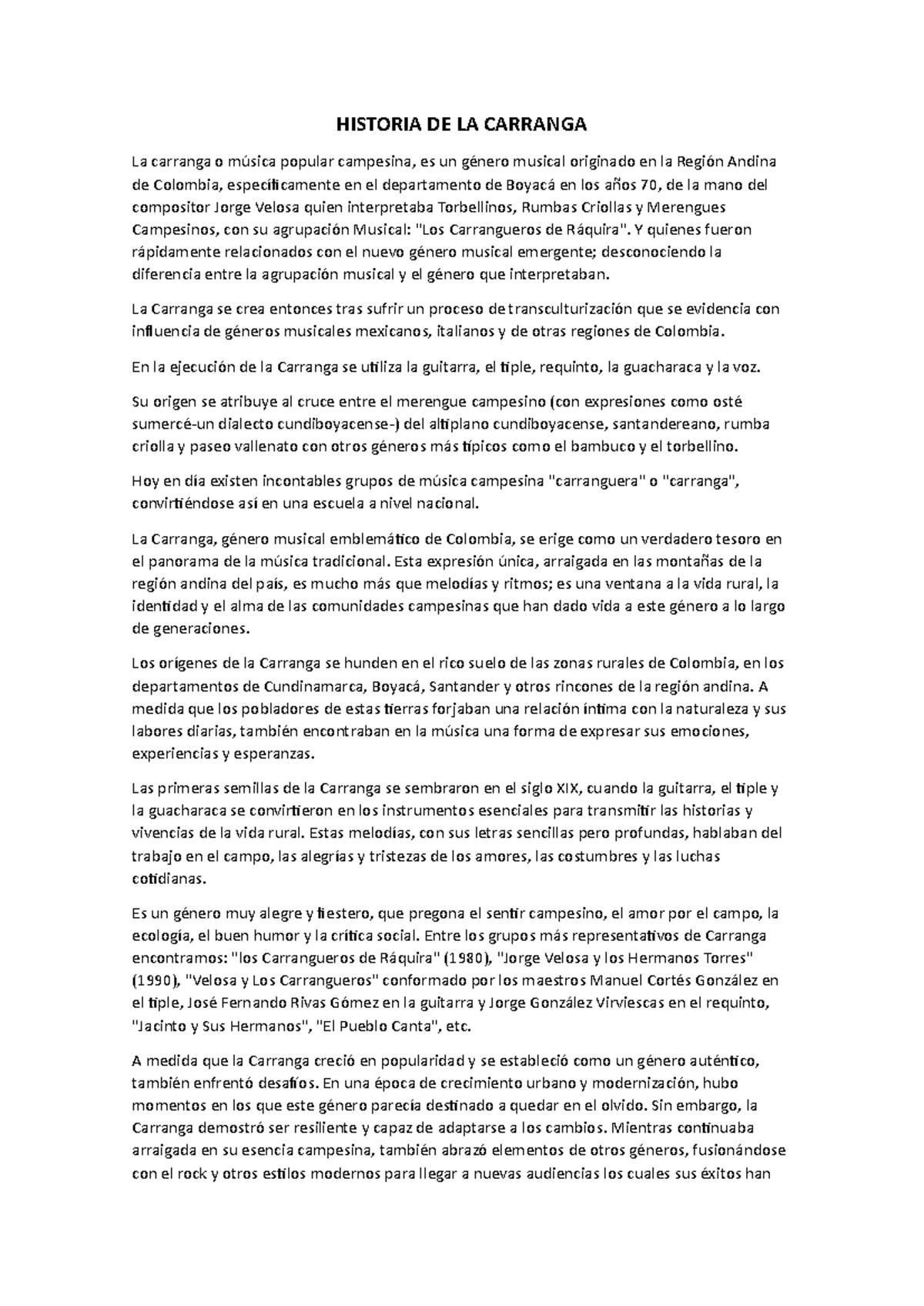 Historia de la Carranga: Orígenes, Evolución y Significado Cultural ...